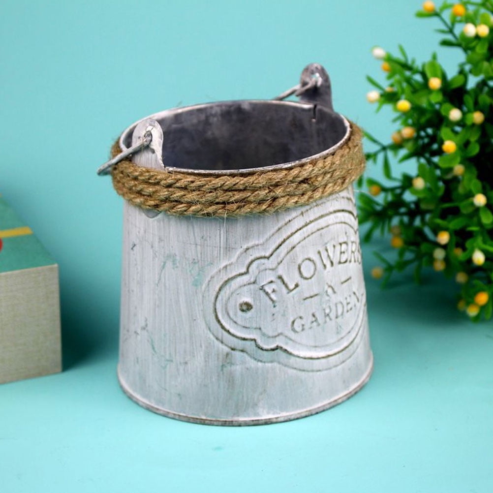 OUNONA Light Grey Wall Mounted Flower Pot Iron Material for Gardening ...