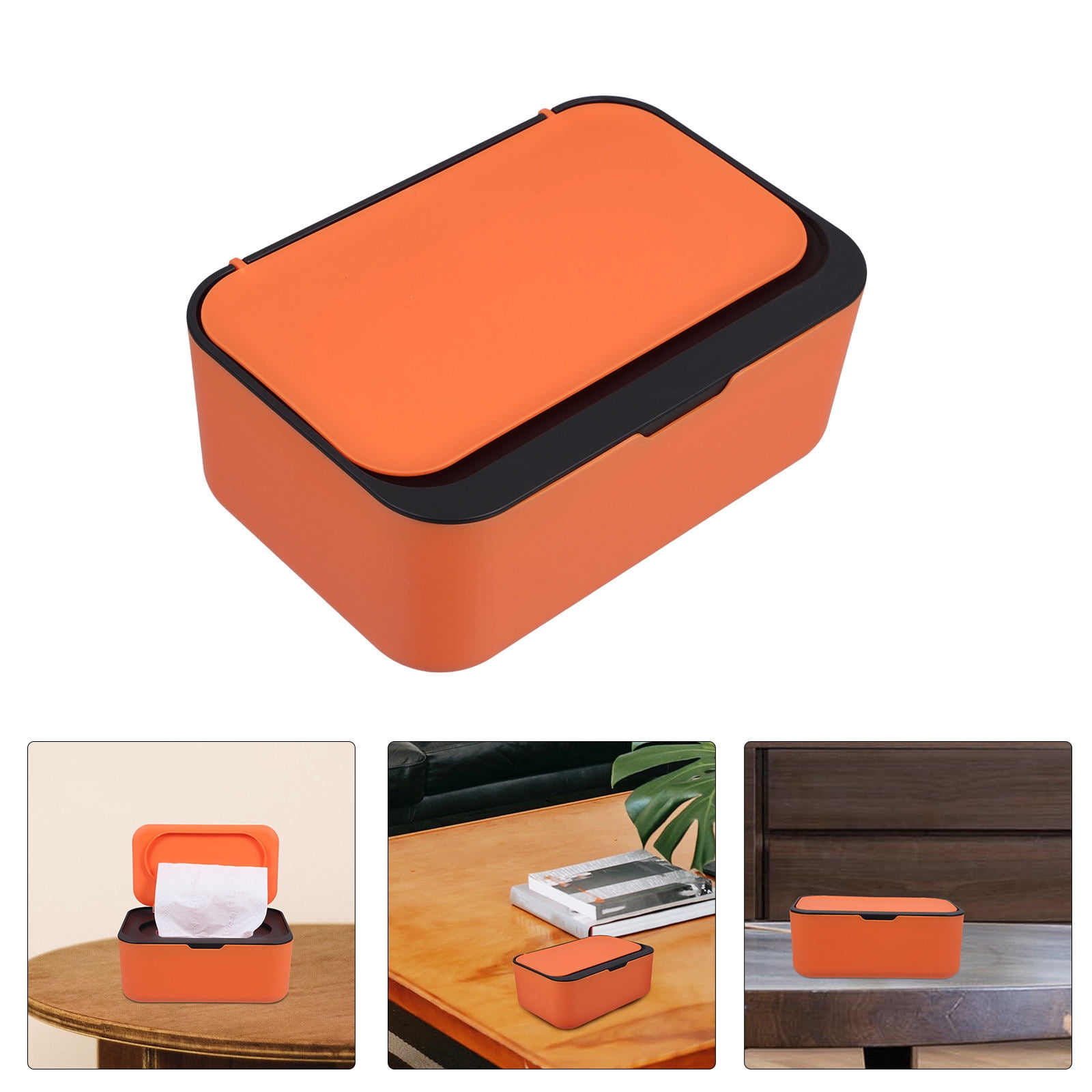WEAVILUX Portable Reusable Wipes Container Black Orange 1Set 7.5x13 ...