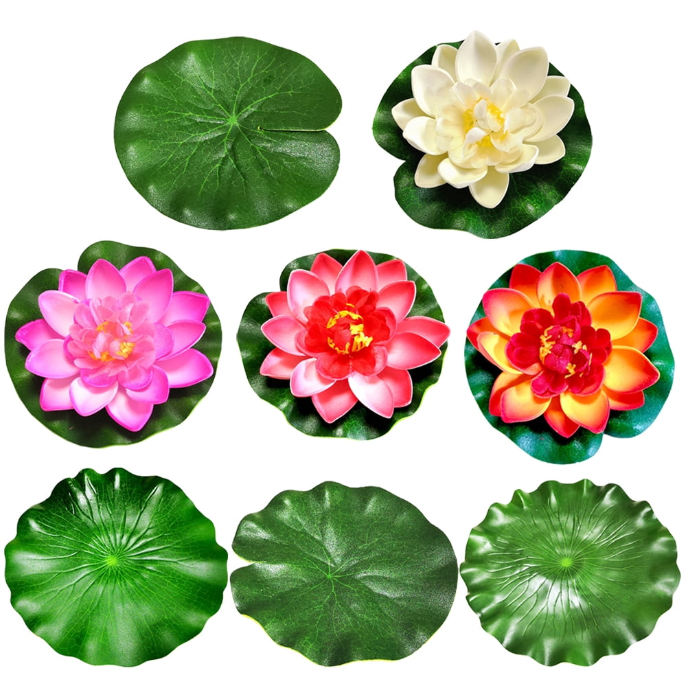 OUNONA Lotus Floating Artificial Flower Leaves Pads Lily Water Flowers ...