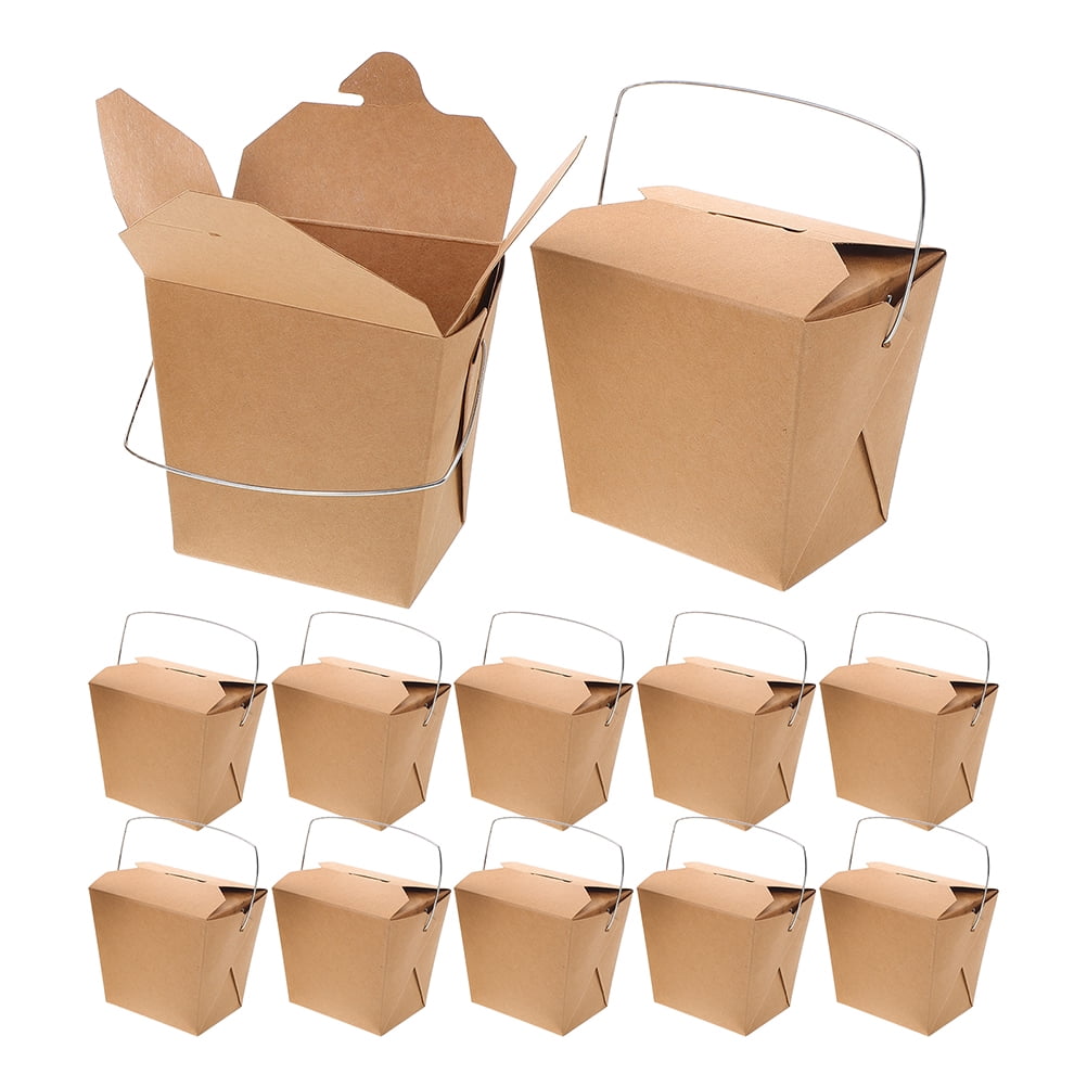 OUNONA MLINS 50pcs Paper Takeout Boxes with Metal Wire Handle for Small ...