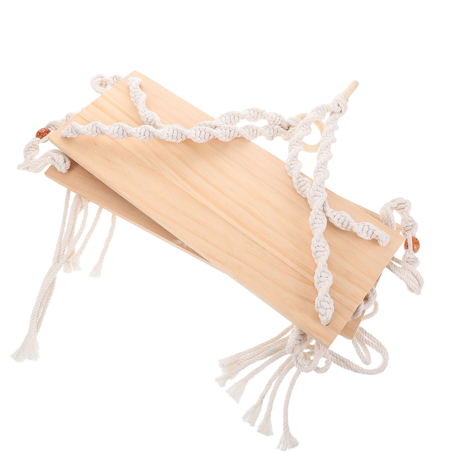 OUNONA Macrame Floating Shelf Boho Woven Wall Shelf Wall Hanging Shelf ...