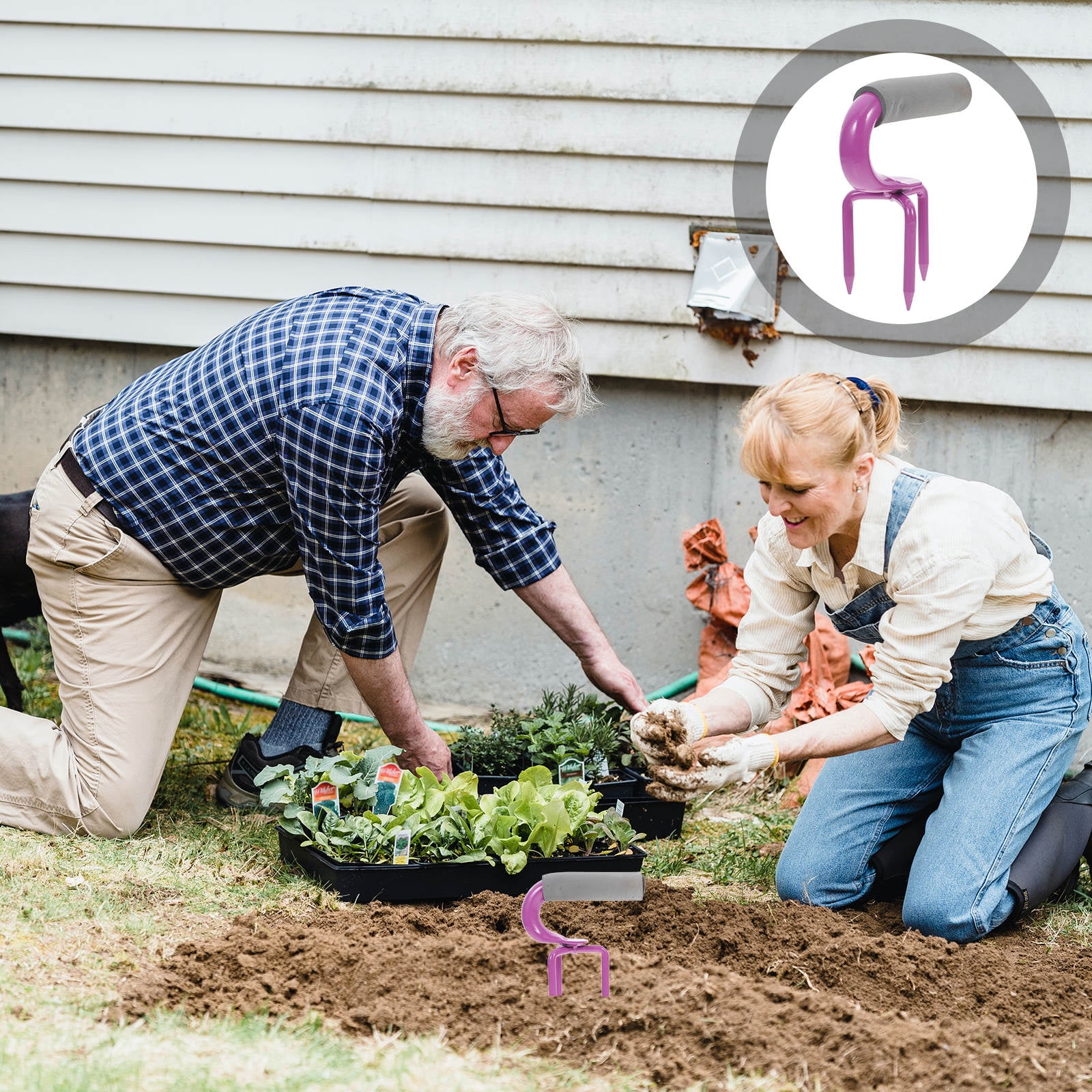 OUNONA Manual Garden Tiller Hand Claw Cultivator Lawn Loosening Garden ...