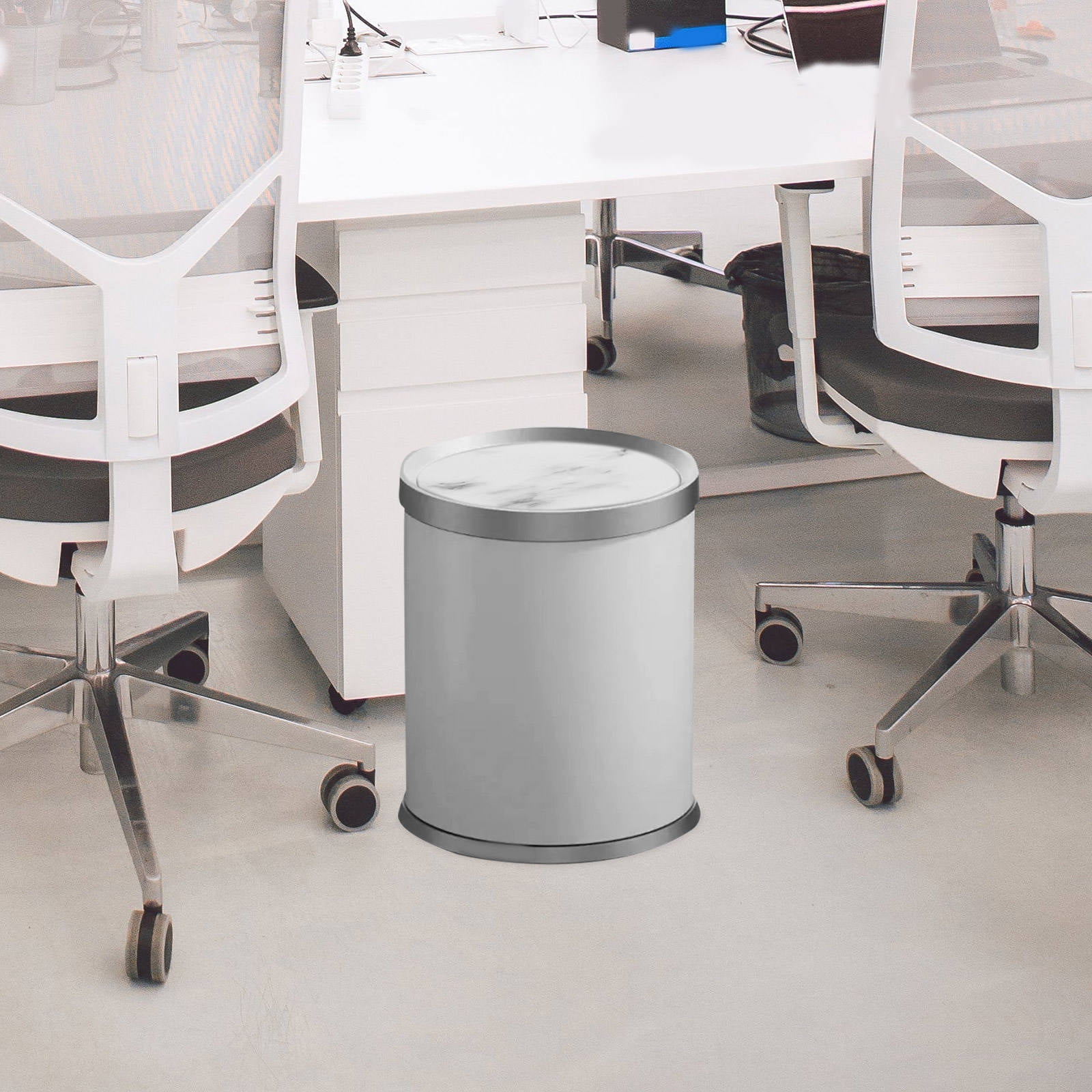 OUNONA Marble Trash Can Lid Mini Waste Can Swing Top Lid Small Garbage ...