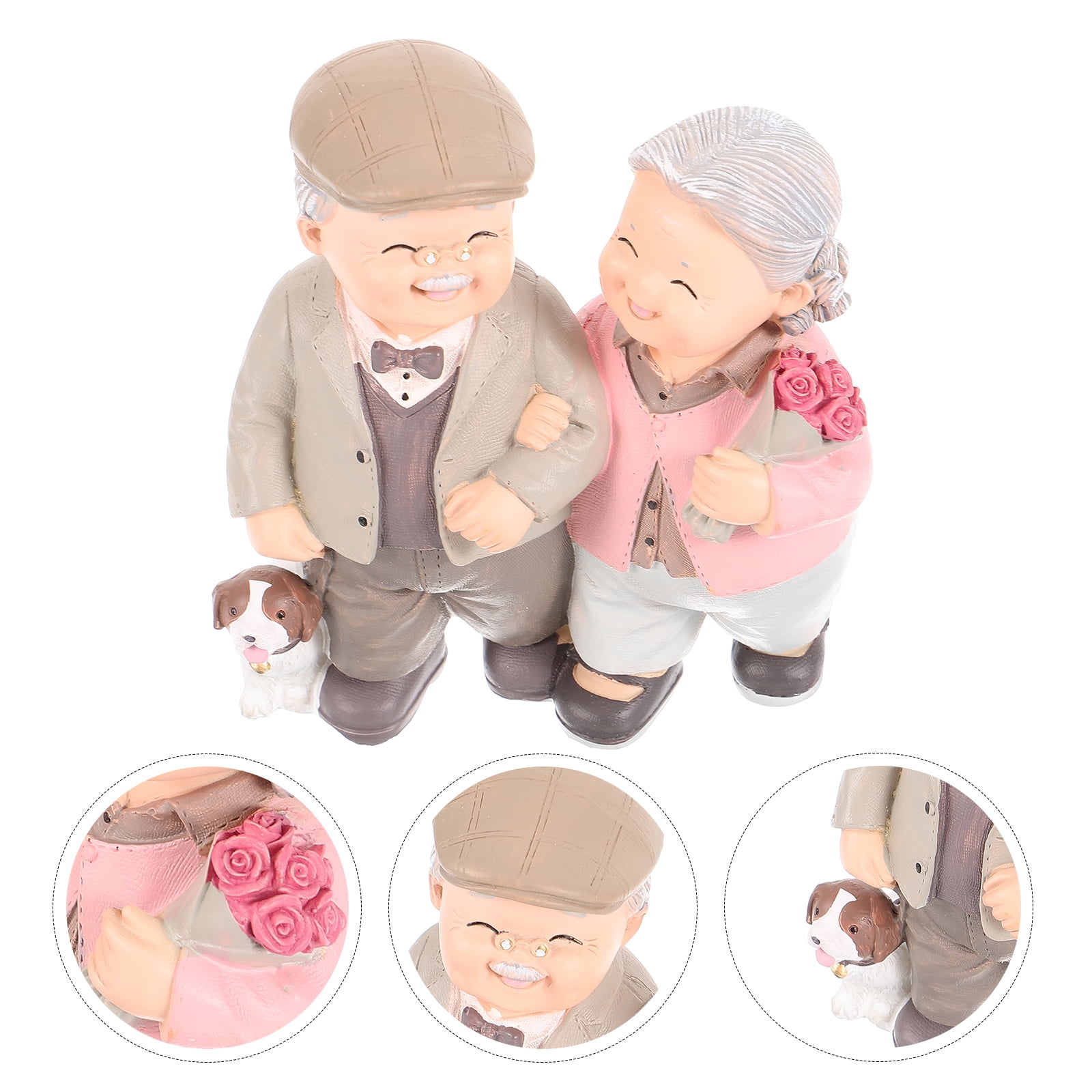 OUNONA Mature Couple Grandfather Grandma Statue Decoration Eye-catching ...