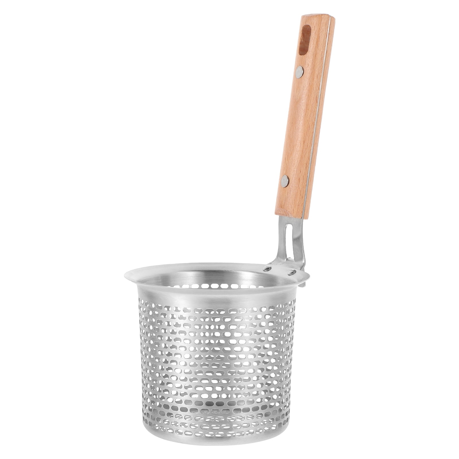 OUNONA Mesh Pasta Basket Food Strainer Hot Pot Colander with Wooden ...