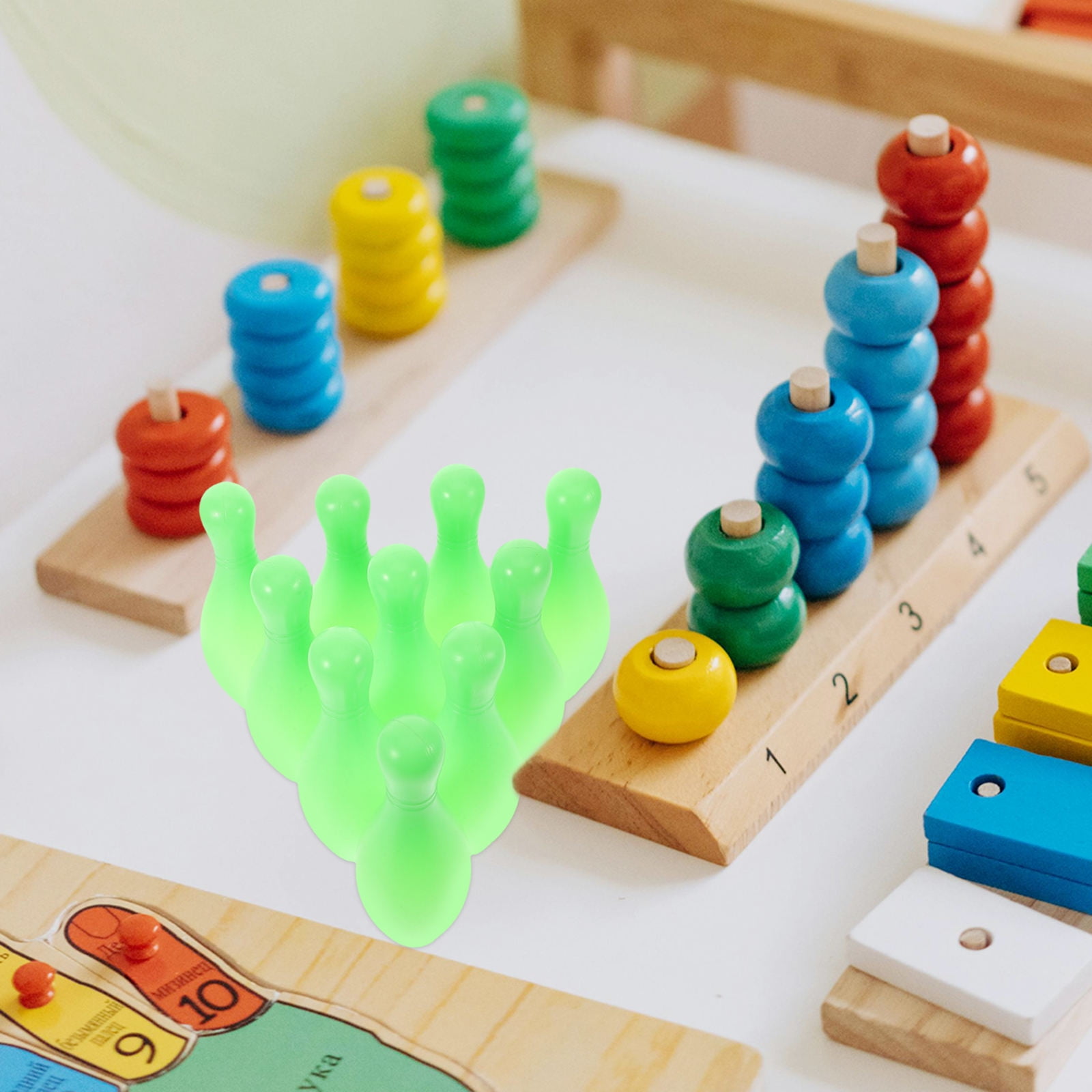 OUNONA Mini Frog Bowling Set for Kids with Plastic Pins and Balls Light ...