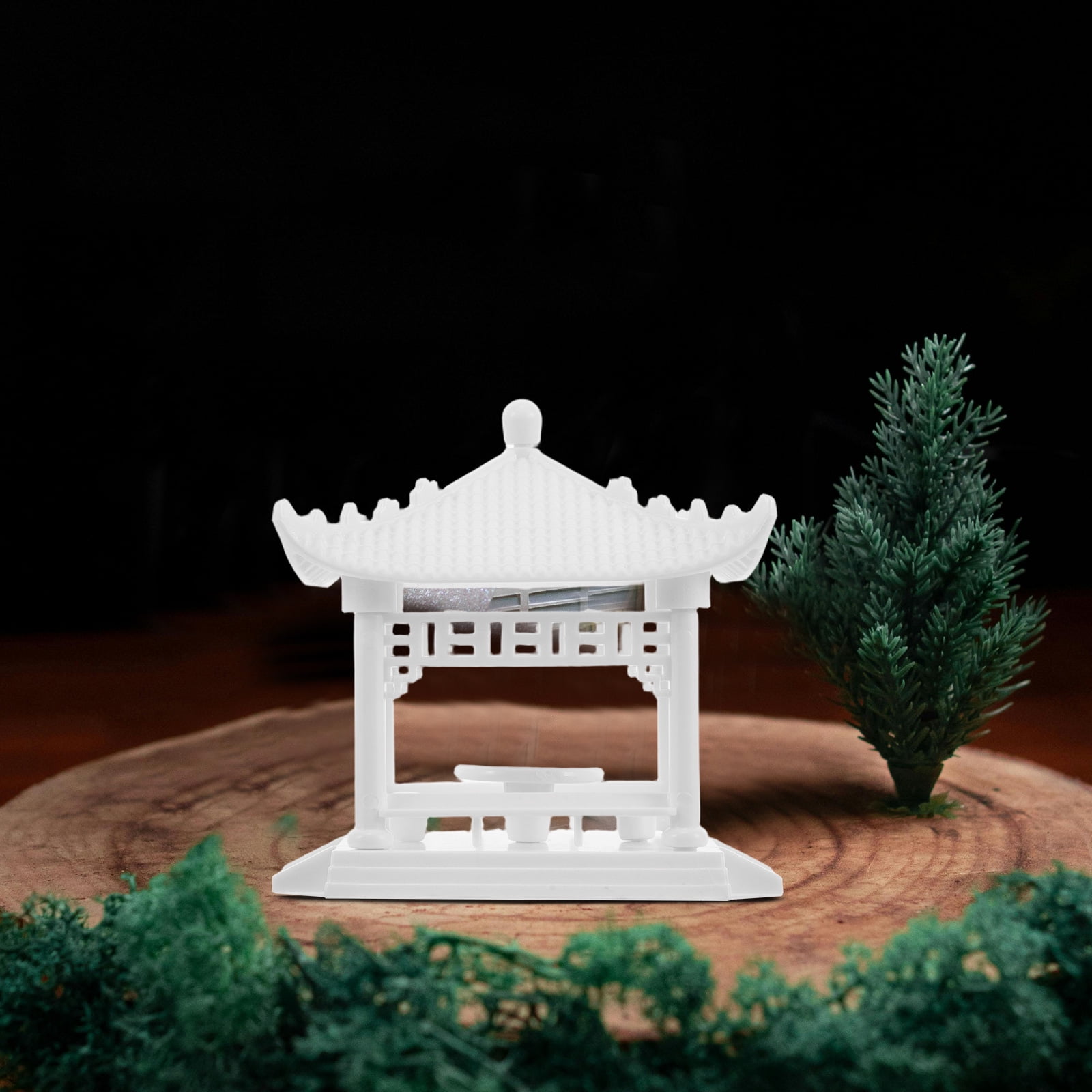 OUNONA Mini White Pavilion Model Pagoda Statue Bonsai Figurines Mini ...