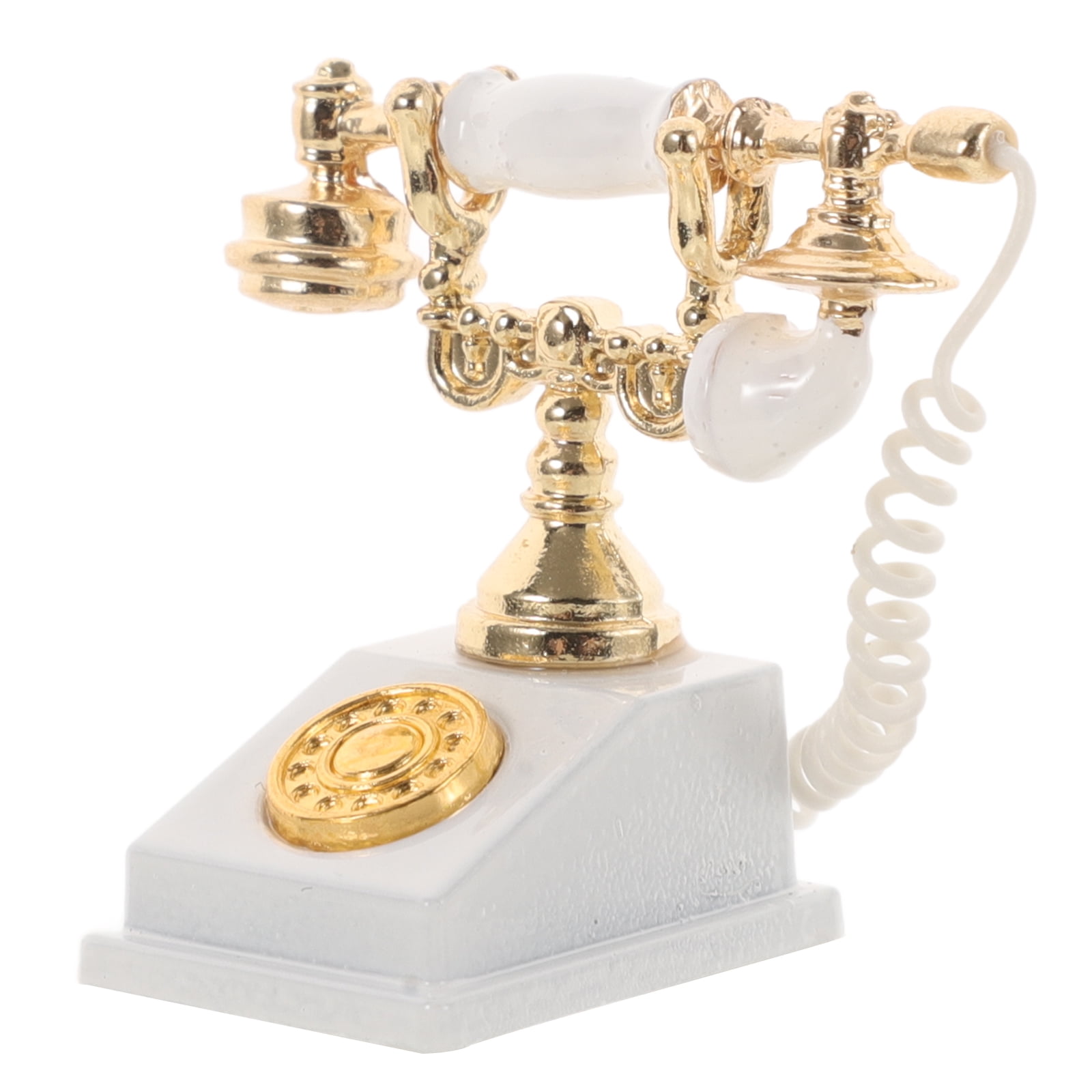 OUNONA Miniature Food and Play Dollhouse Kit Landline Phone Baby White ...