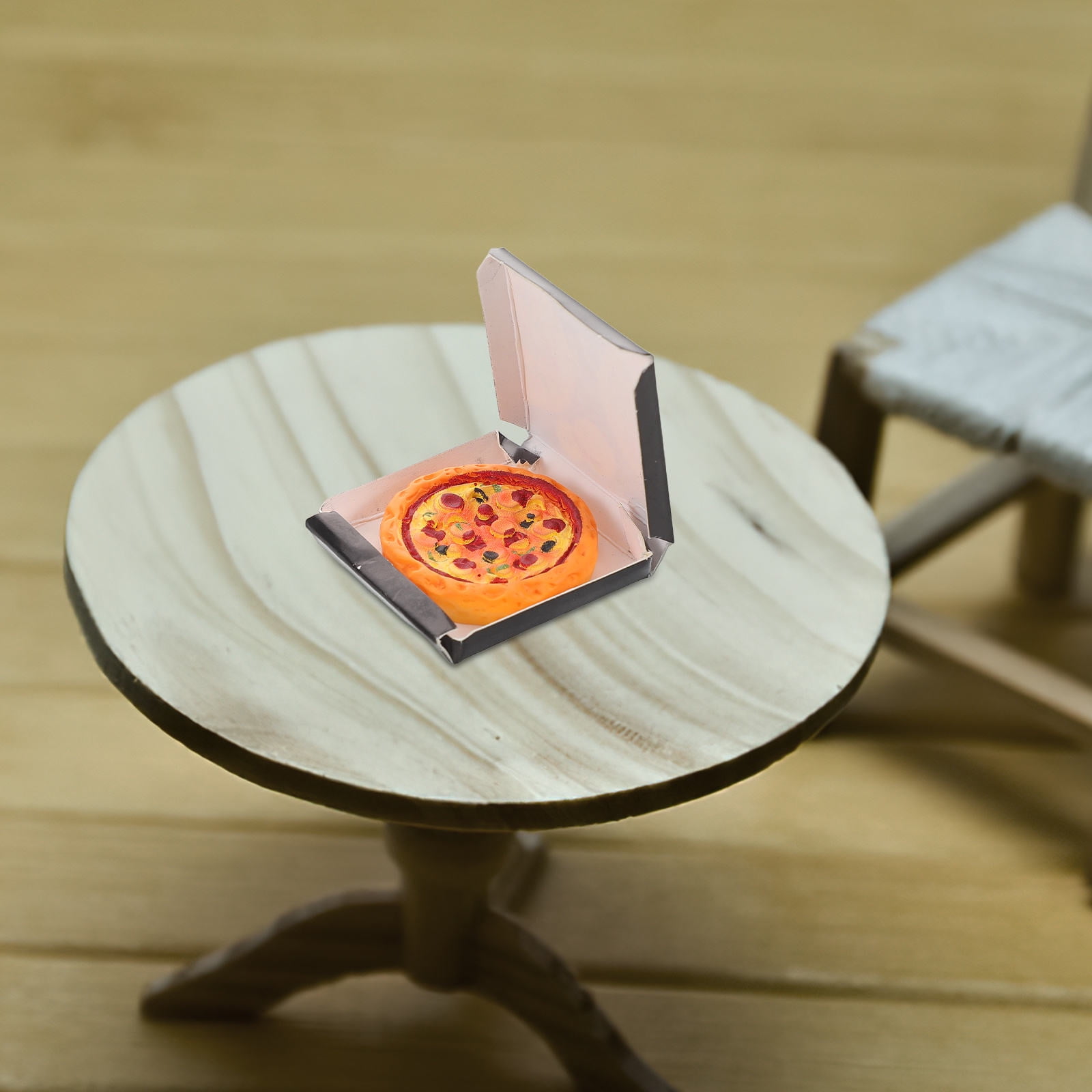 OUNONA Miniature Pizza with Box Set Dollhouse Food Model Tiny Pizza in ...
