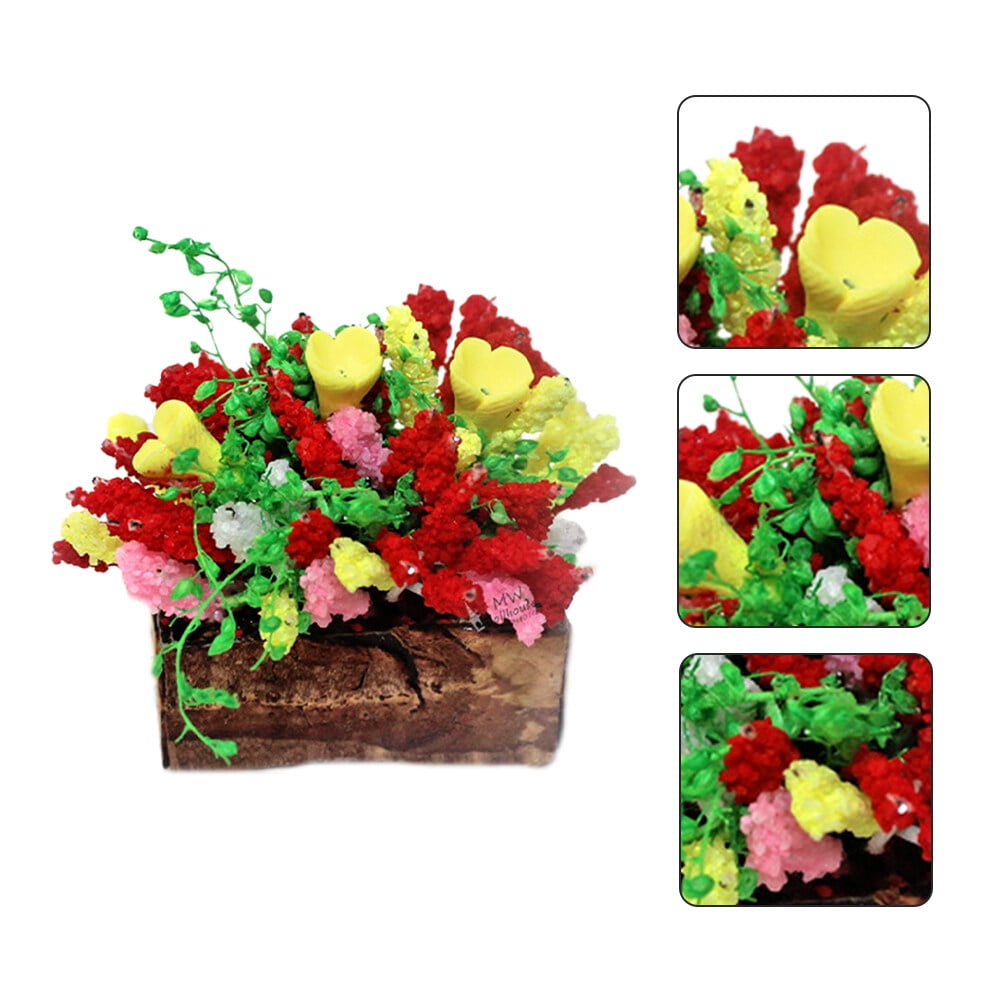 OUNONA Miniature Potted Plants for Decor Assorted Color Small Bonsai 4 ...