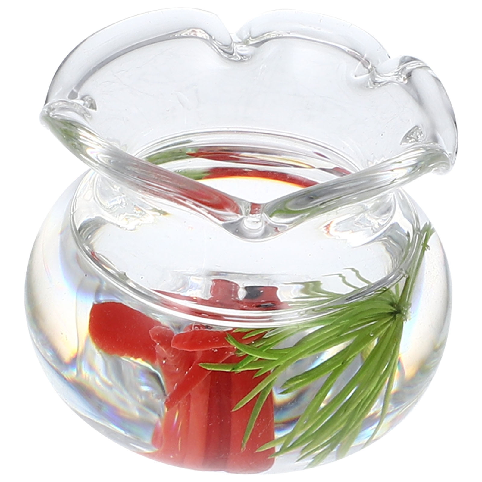 OUNONA Miniature Resin Fish Bowl Doll House Round Fish Tank Miniature ...