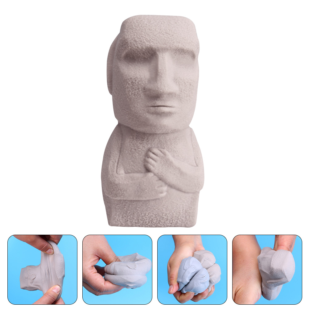OUNONA Moai Shaped Squeeze Toy for Kids Playing Made of Khaki Color ...