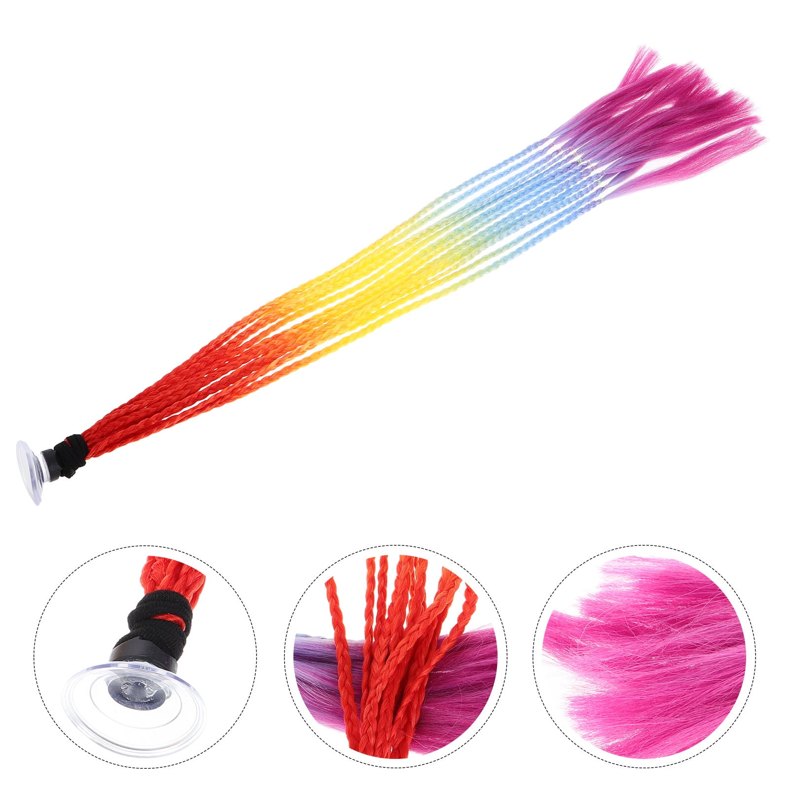 OUNONA Motorcycle Helmet Braid Ponytail with Suction Cup Colorful Hair ...