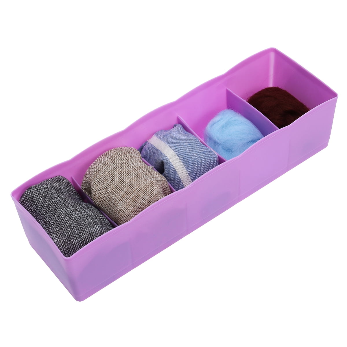 OUNONA Purple Plastic Socks and Underwear Organizer with Five Grids for Drawer Storage - Walmart.com
