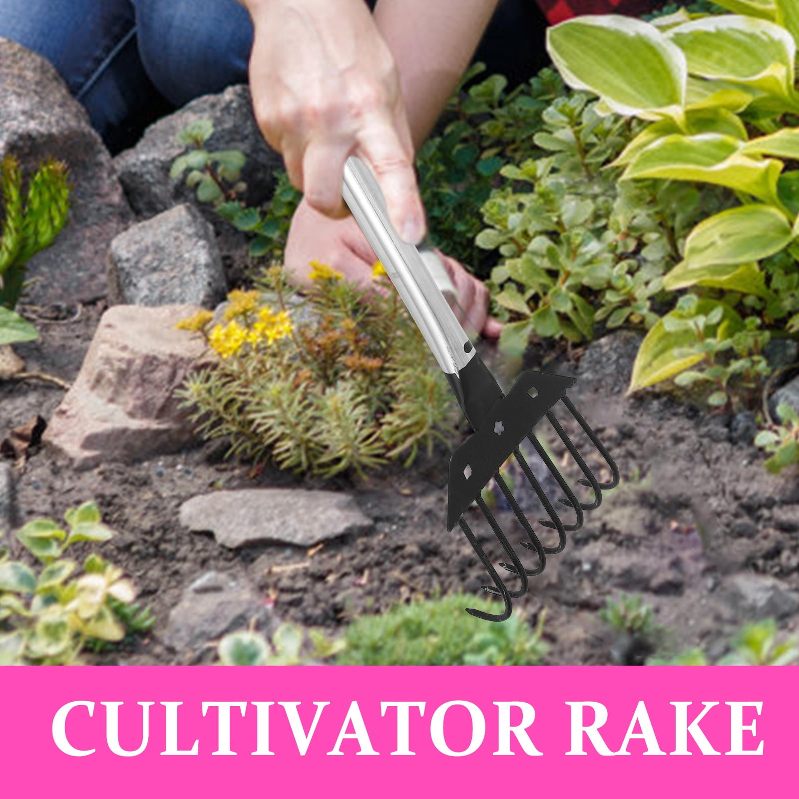 OUNONA Multi-teeth Garden Rake Garden Rake Loosening Soil Rake ...