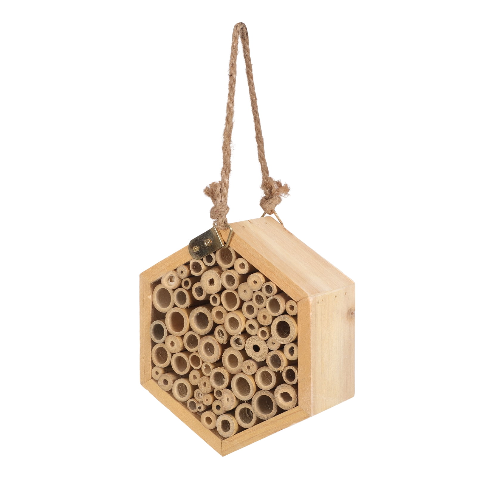 OUNONA Multi-use Wooden Bee House Natural Bee Nest House Garden Hanging ...