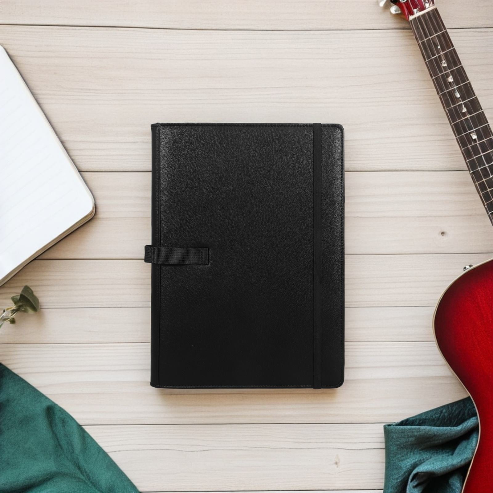 OUNONA Music Folder for Piano Sheet Music Black Binder with Hand Strap ...