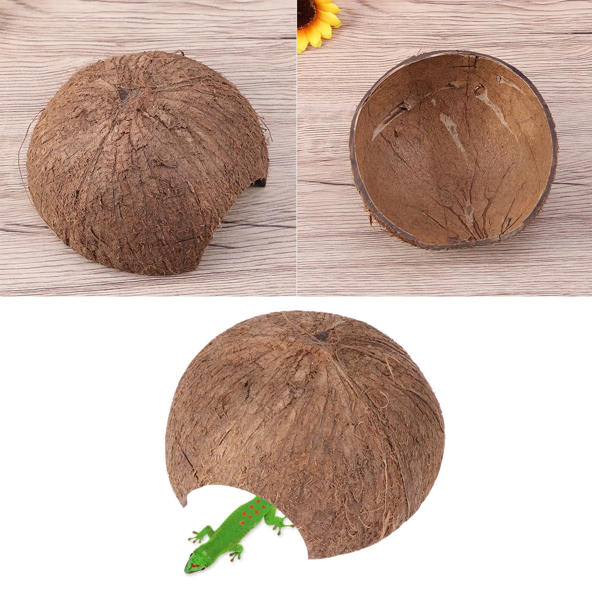 OUNONA Natural Spacious Coconut Tunnel Spider Snake and Lizard Hideout ...