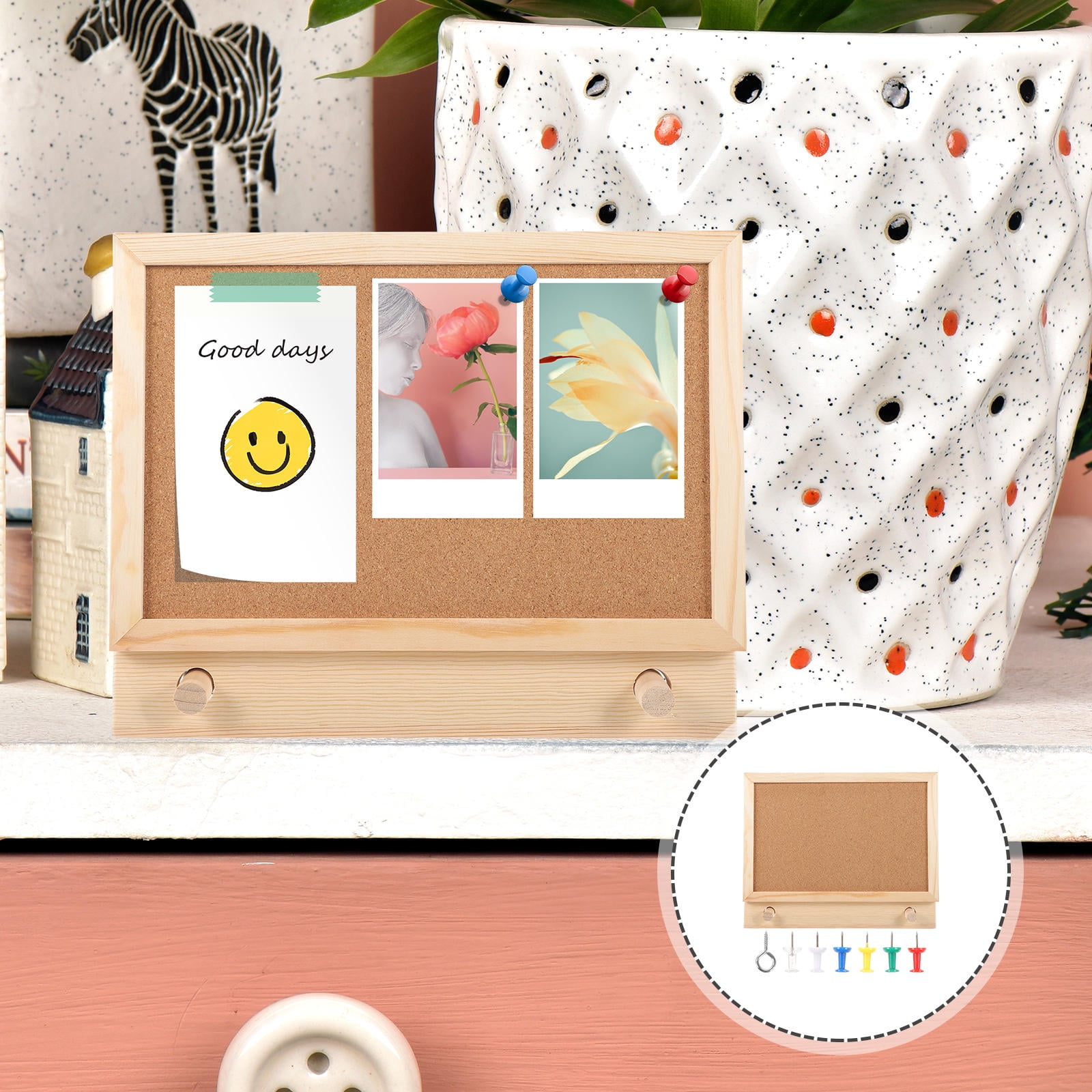 OUNONA Office Bulletin Board with Cork and Metal for Daily Use Reusable ...