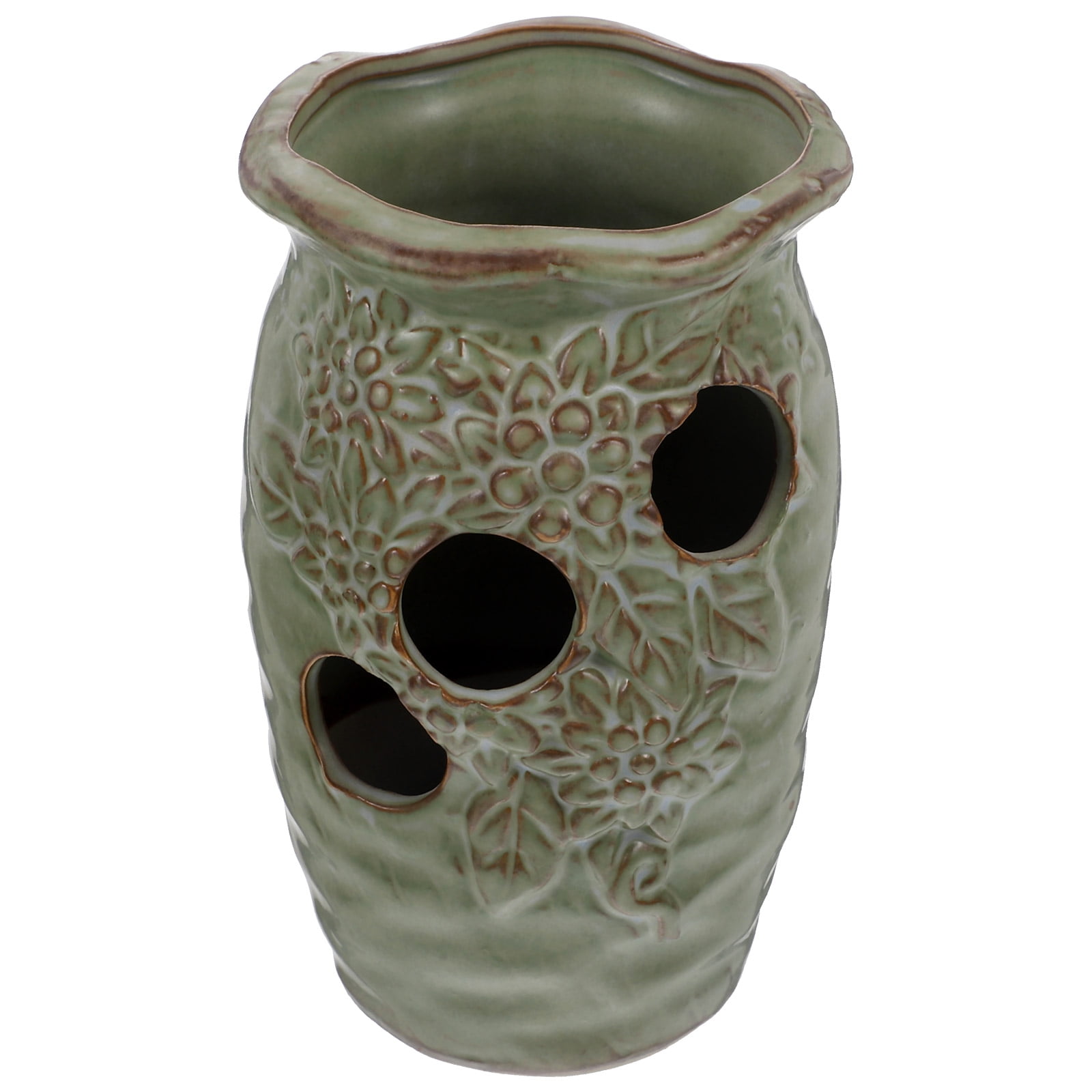 OUNONA Olive Green Pottery Planter with Unique Openings for Cactus and ...