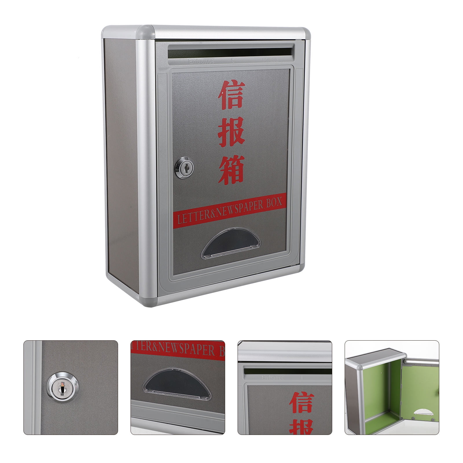 OUNONA Outdoor Locking Newspaper Box Wall-mounted Magazine Letter Box ...