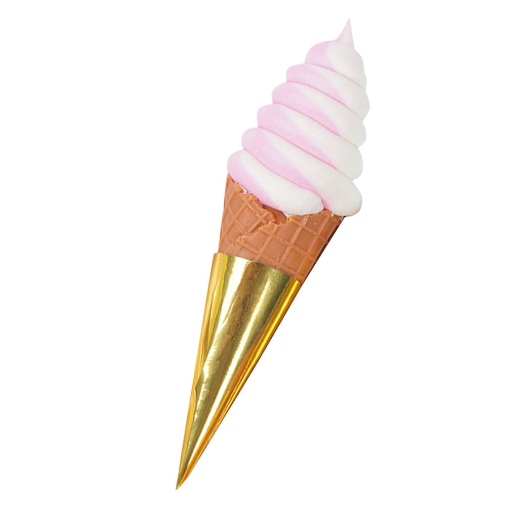 OUNONA PVC Fake Ice Cream Cone Prop in Pink for Decoration with Lovely ...