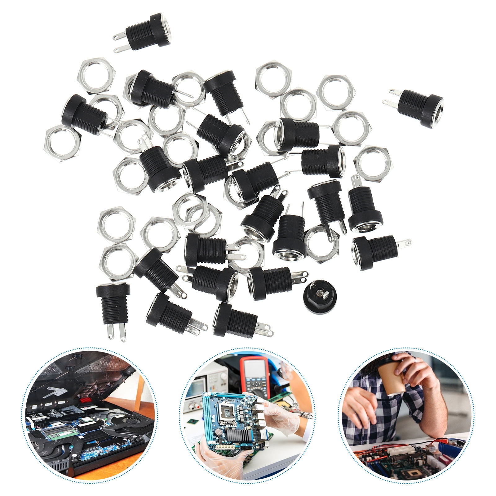 OUNONA Panel Mount Connector DC Power Jacks Terminal Adapter Black ...