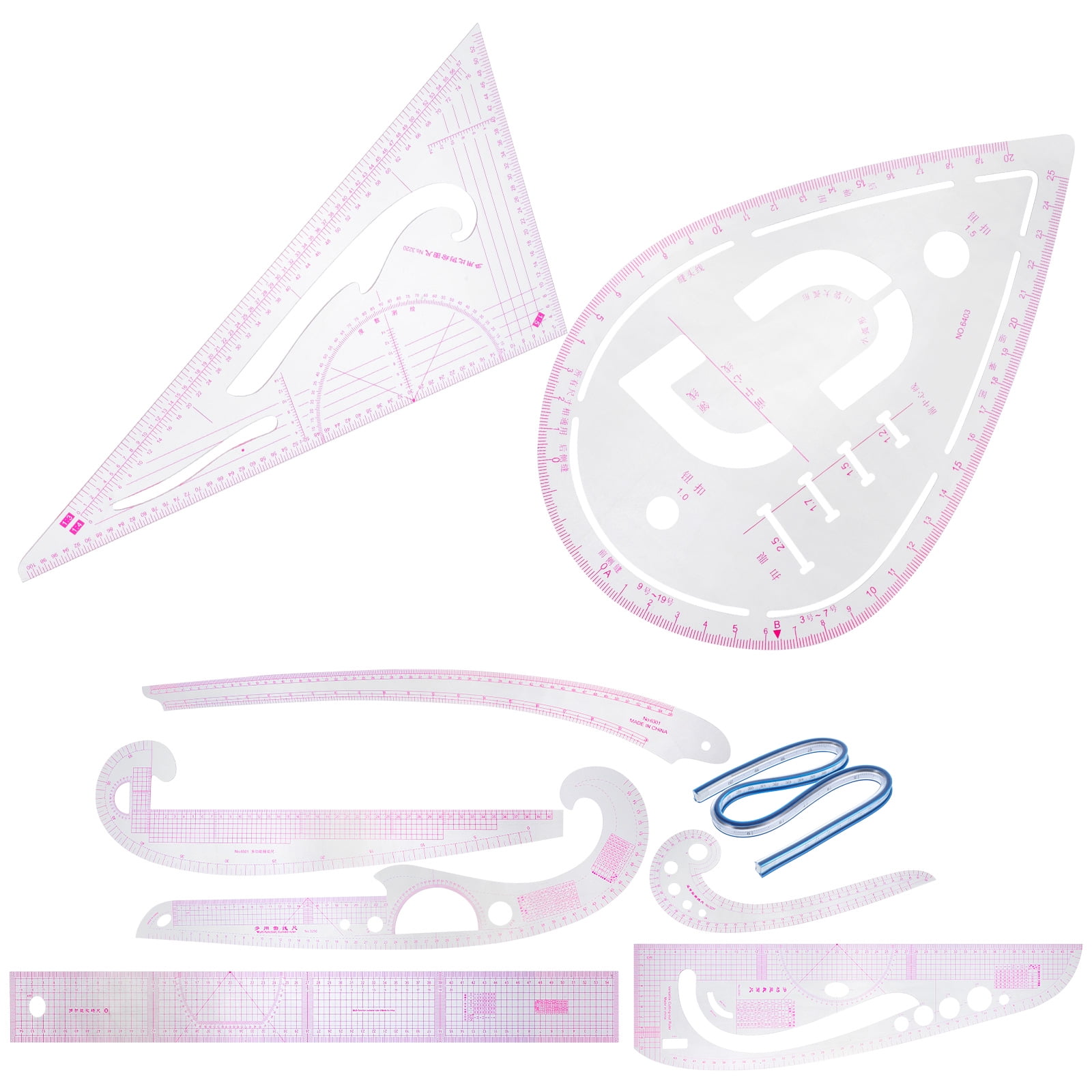 OUNONA Pattern Cutting Ruler Set Manual Cutting Ruler Sewing Ruler 60 ...