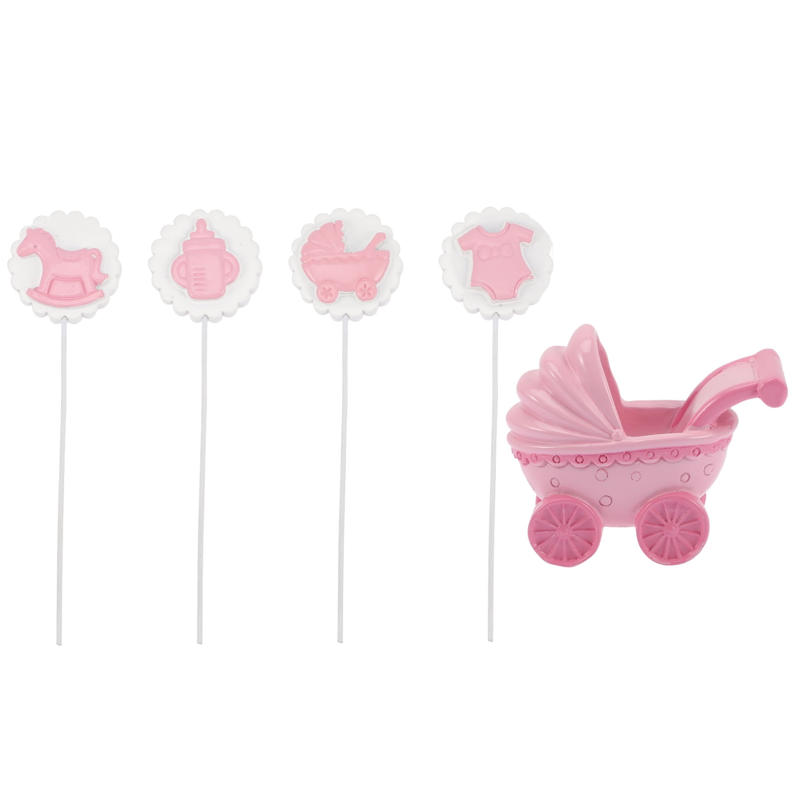 CATIEBYE Stroller Cake Decor Pink Resin 5Pcs 2.6X1.6X1.4In - Walmart.com