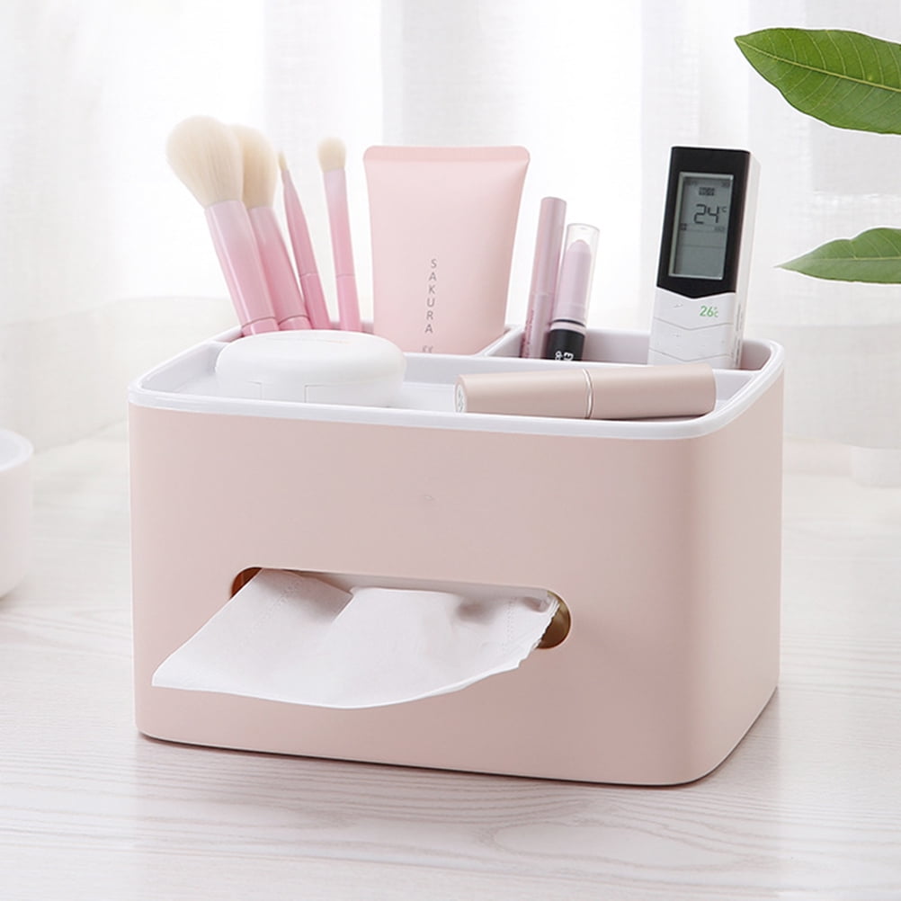 OUNONA Pink Tissue Box with Double Compartments for Holding Tissue and ...