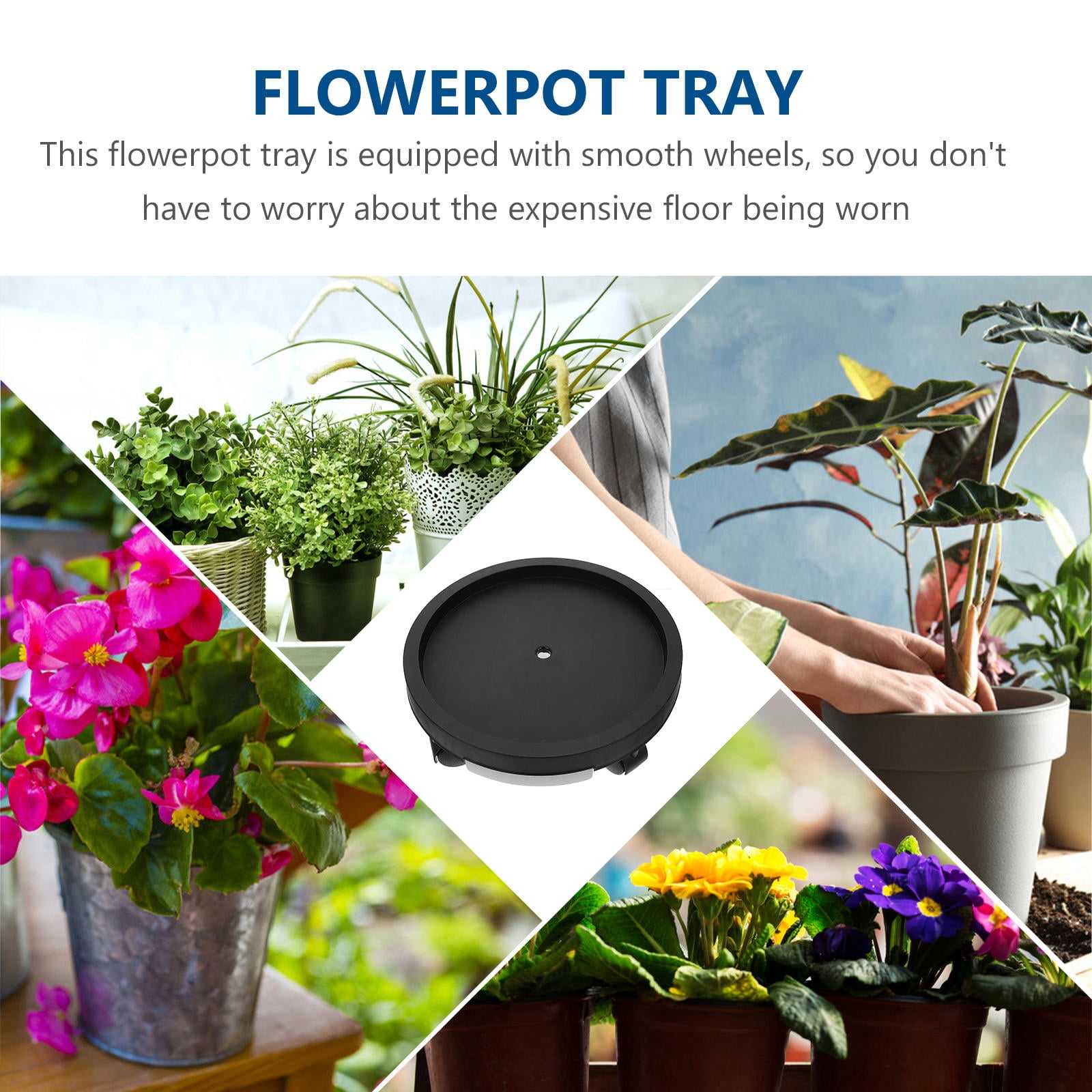 OUNONA Plant Stand with Wheels Tray Mobile Bonsai Pot - Walmart.com