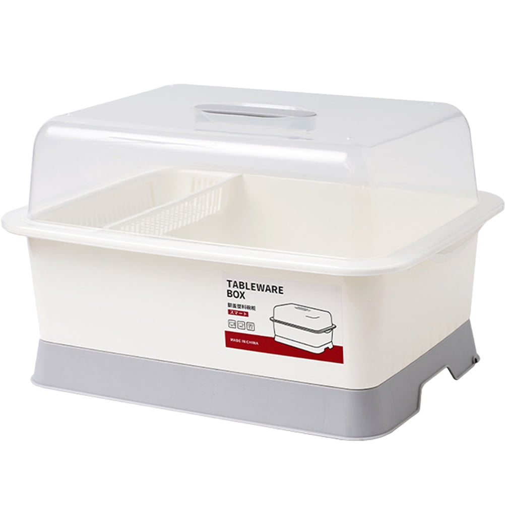 CATIEBYE Plastic Dish Drying Rack with Lid Food Grade PP Material ...