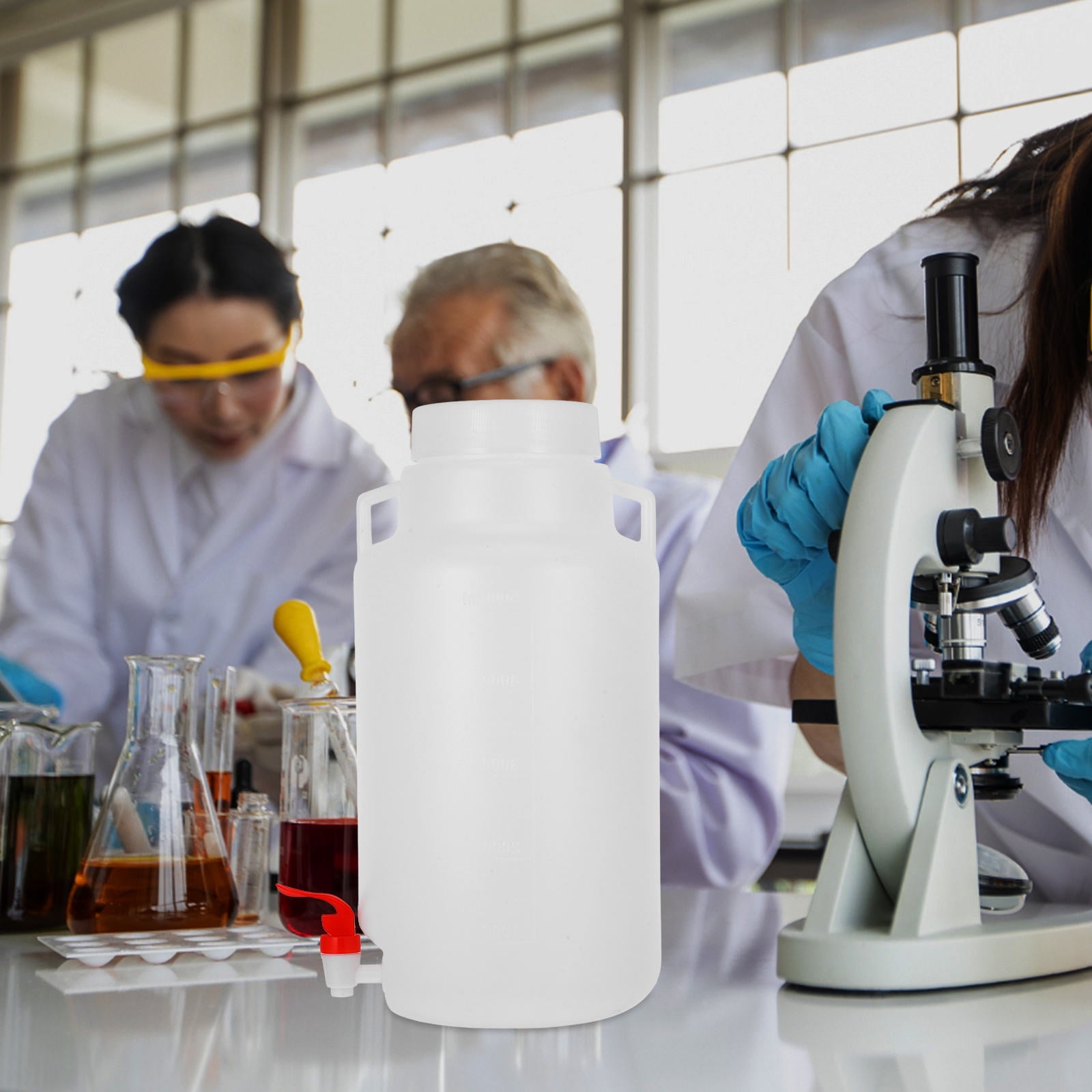 OUNONA Plastic Dispensing Bottle Spigot Bottle Laboratory Reagent ...