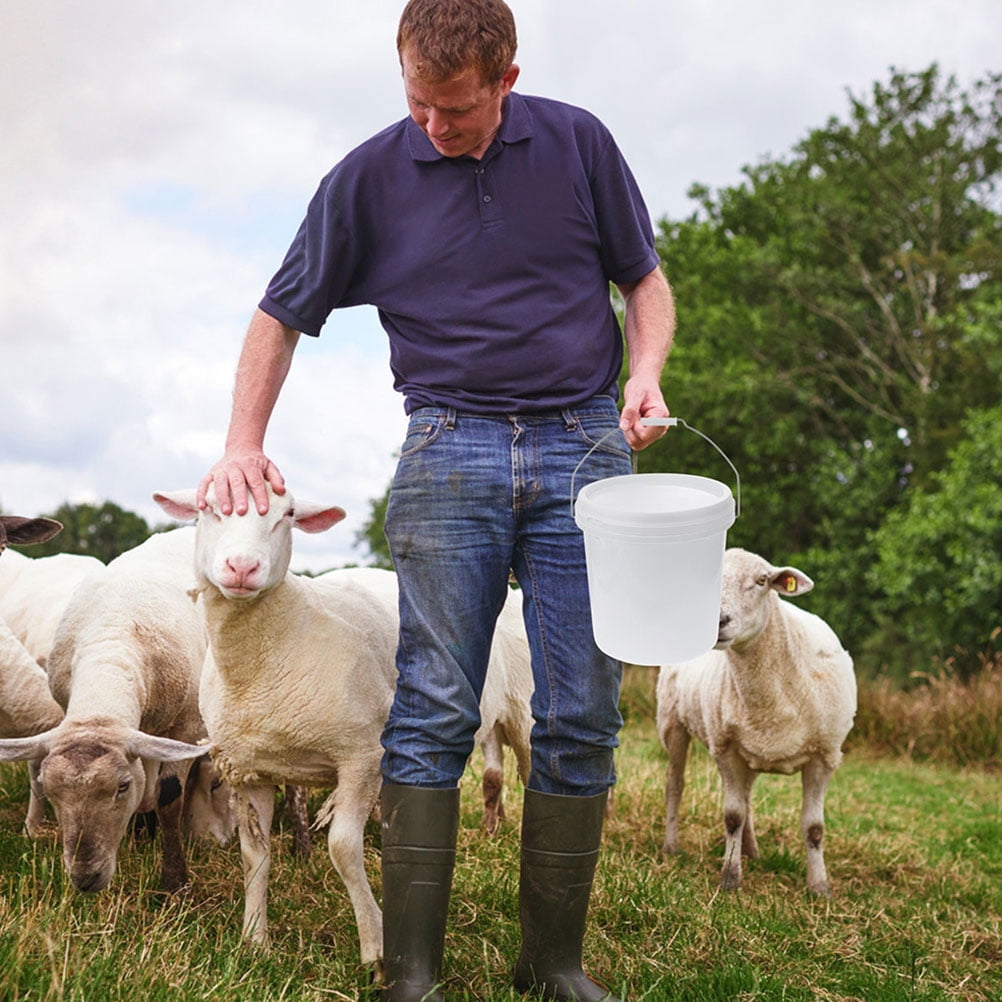 OUNONA Plastic Pail Water Bucket With Handle Lid 5L Industrial Paint ...