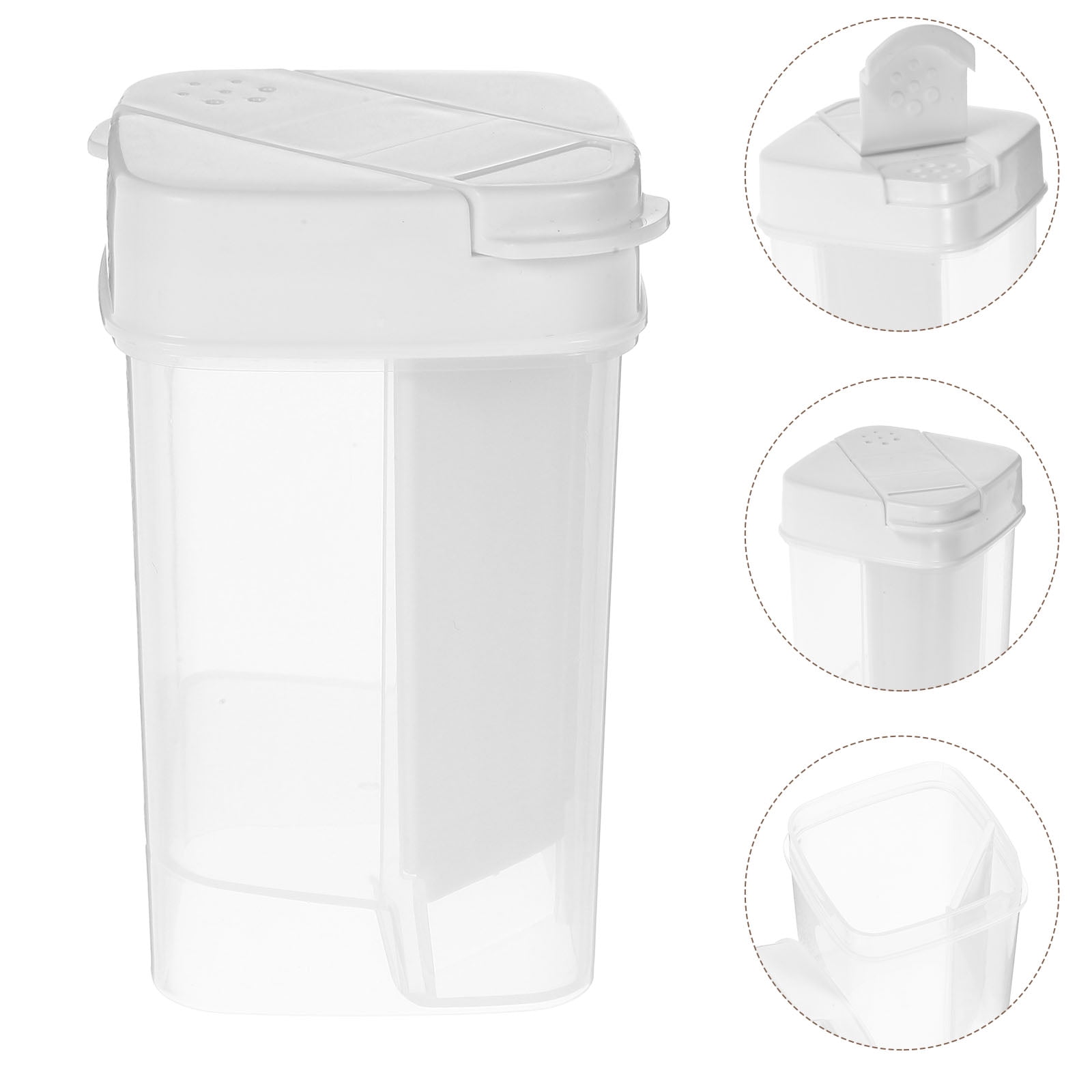 OUNONA Plastic Salt And Pepper Shaker Dual Sided Lid Clear Salt And ...