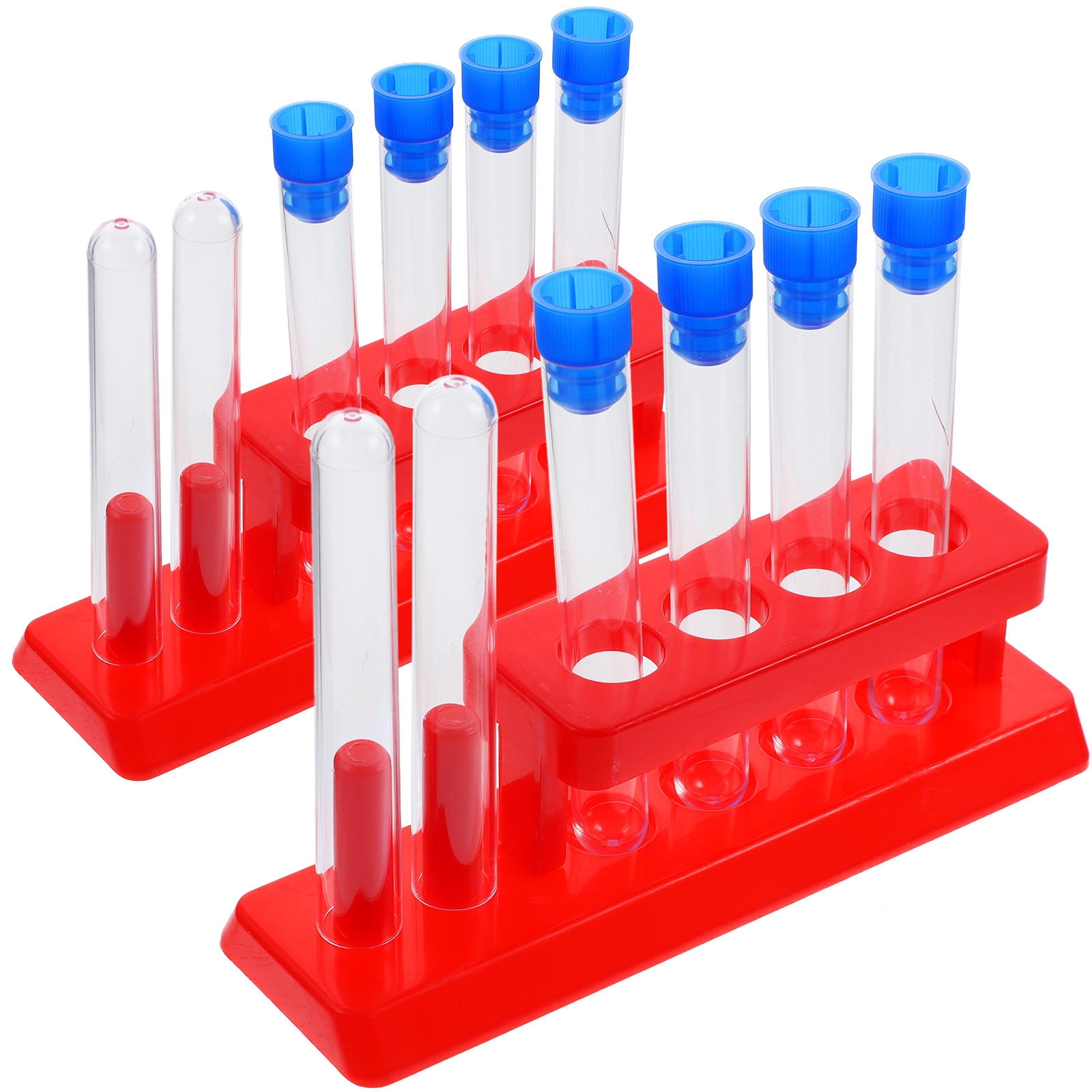OUNONA Plastic Test Tubes with Storage Rack for Laboratory Use 1 Set ...