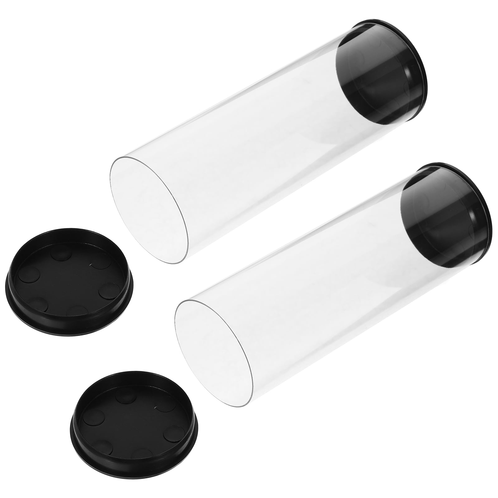 OUNONA Plastic Tubes with Caps for Storage Clear Golf Balls Box Made of PVC Black Color Small ...