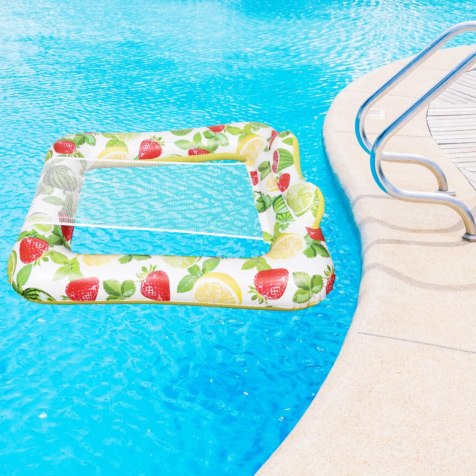 OUNONA Pool Float Netting Hammock Inflatable Pool Floating Mat Heavy ...