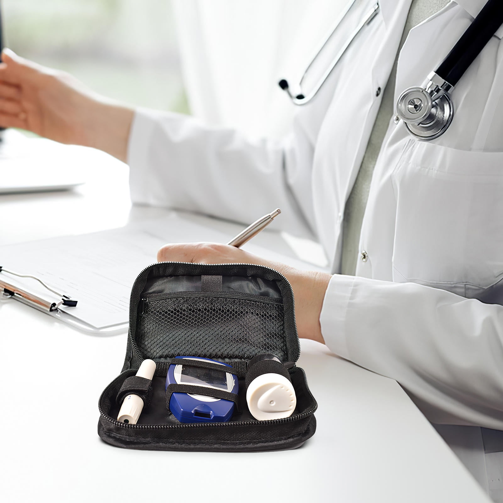 OUNONA Portable Glucose Meter Case for Diabetic Supplies 1 Set Travel ...