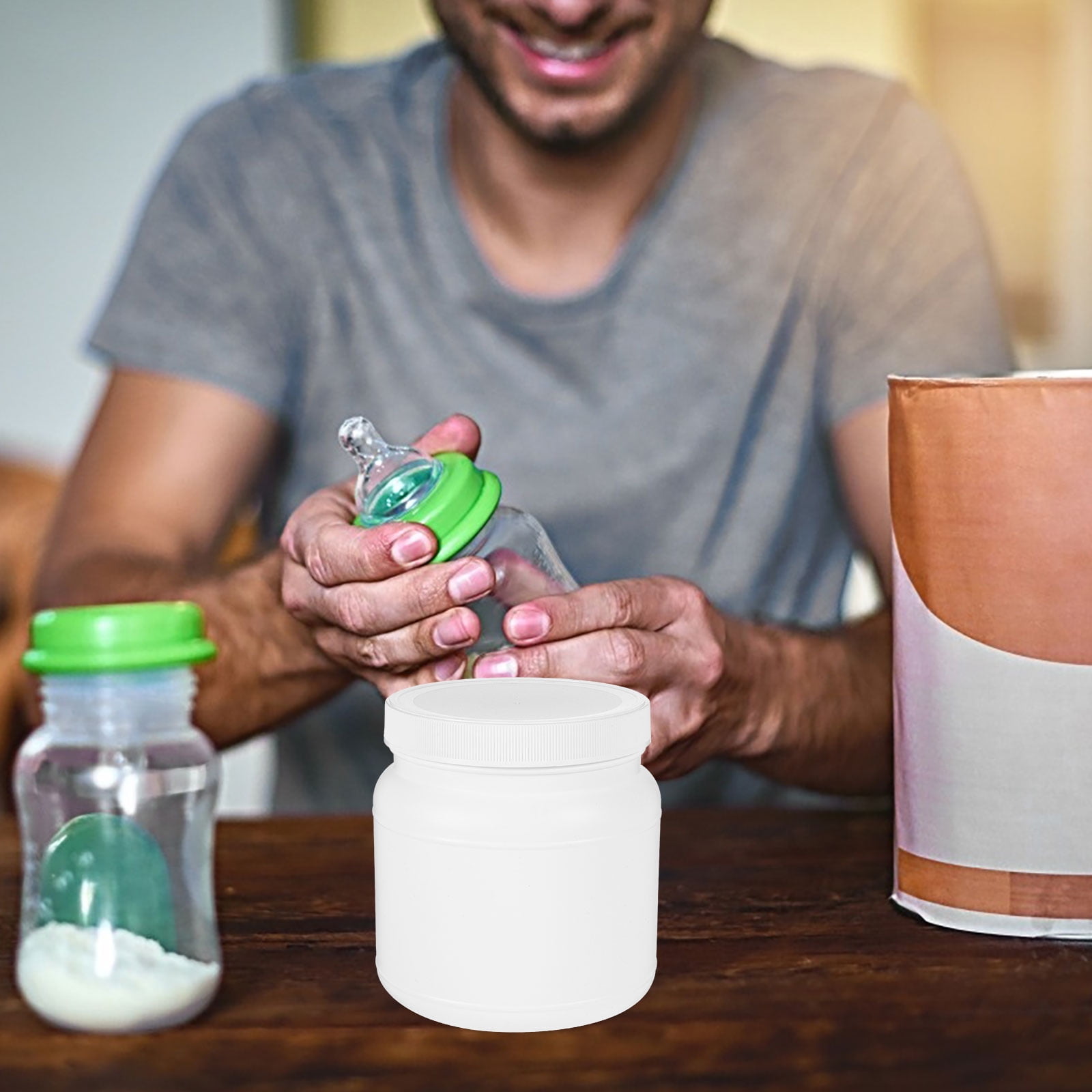 OUNONA Powder Milk Container for Baby Plastic Jars with Lids White ...