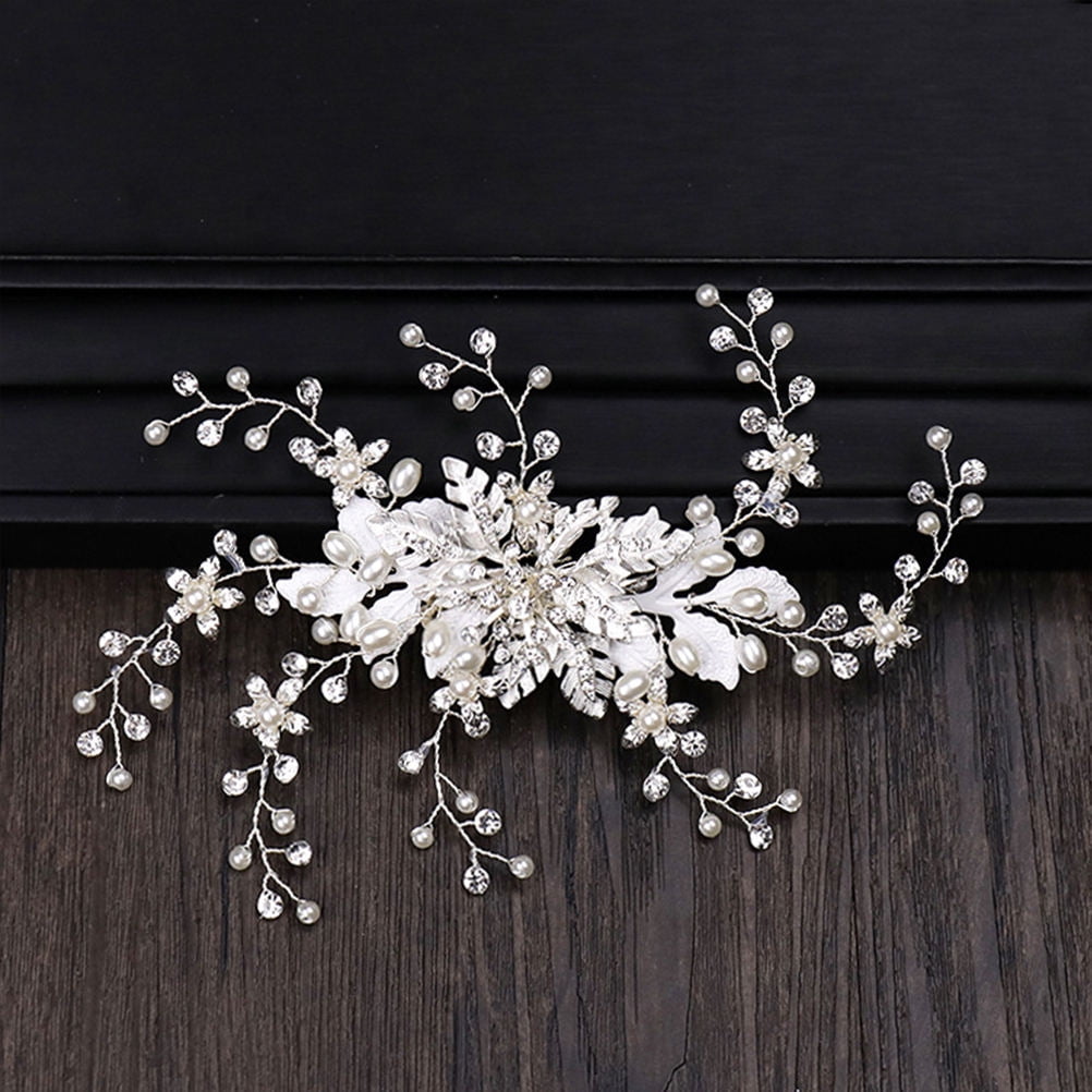 OUNONA Pretty Hair Flower Clip Crystal Clamps for Wedding Hair Up ...