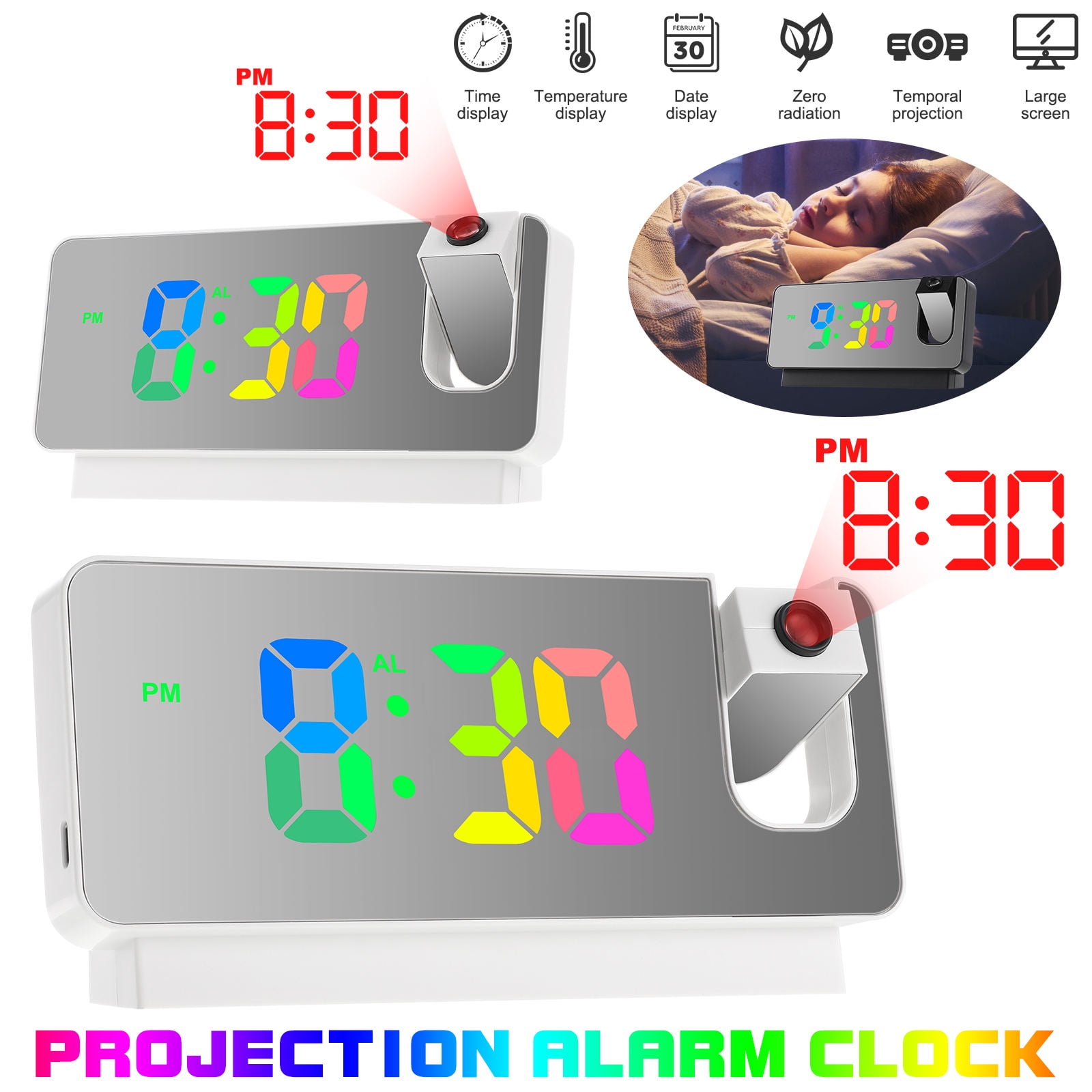 OUNONA Projection Alarm Clock Led Digital Clock Projection on Ceiling ...