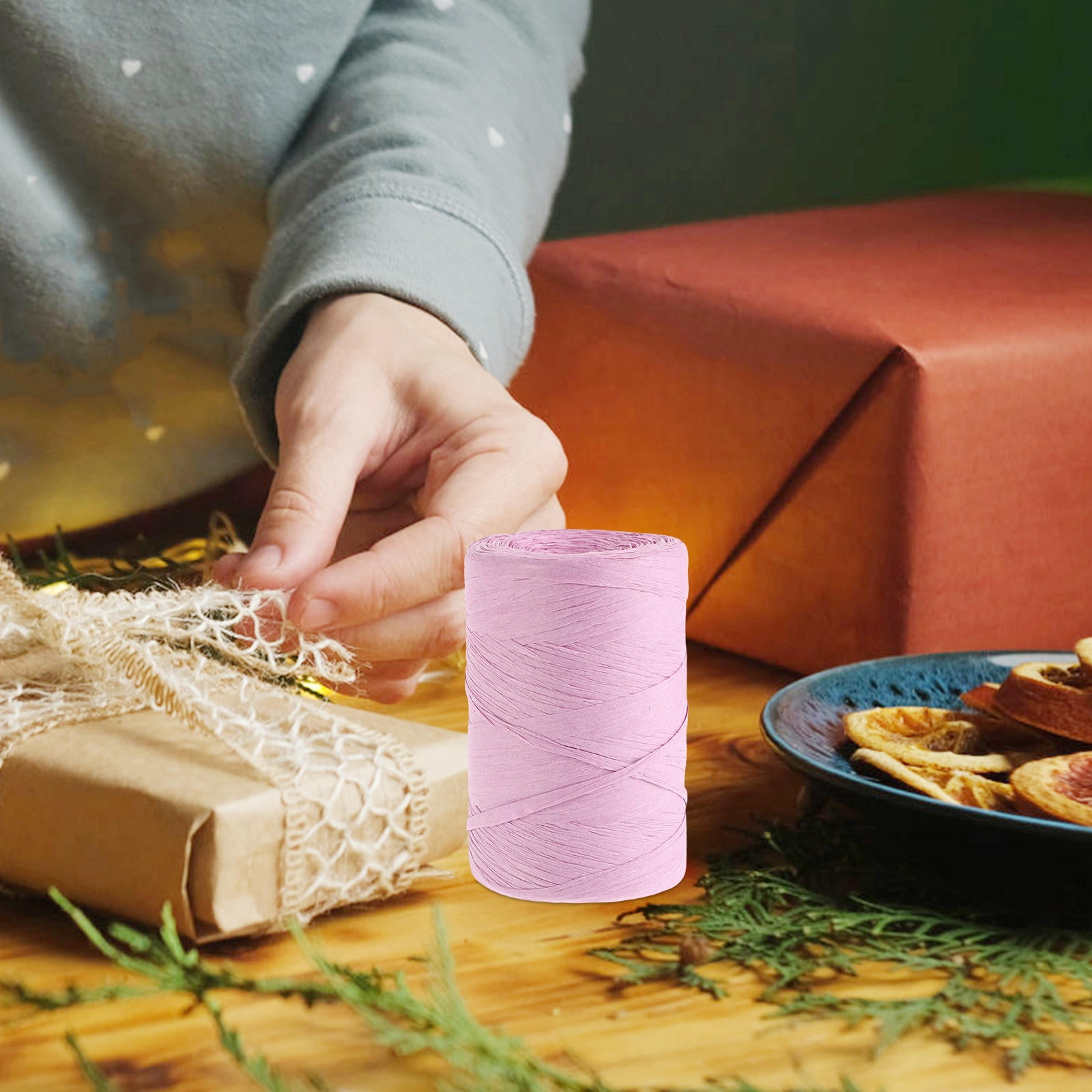 OUNONA Raffia Paper Ribbon Colored Packing Paper String Wrapping Raffia ...