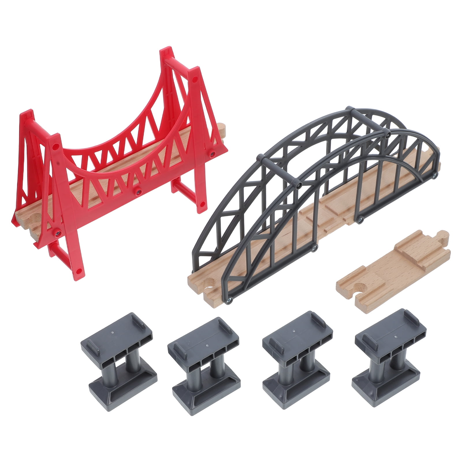 OUNONA Railway Bridge Wooden Train Track Accessories Suspension Bridge ...