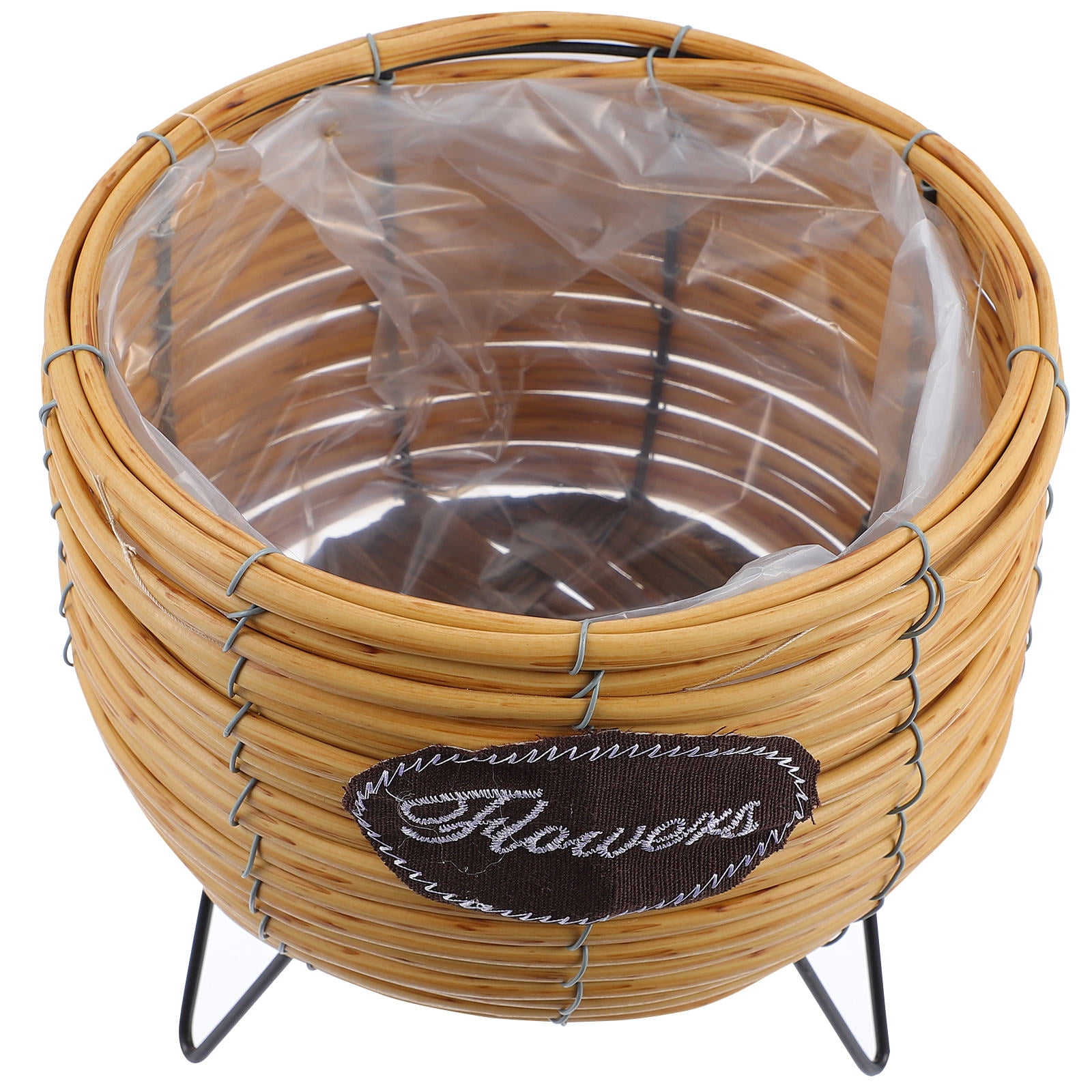 OUNONA Rattan Flower Pot Pots Unique Vase Woven Basket Planter Khaki ...
