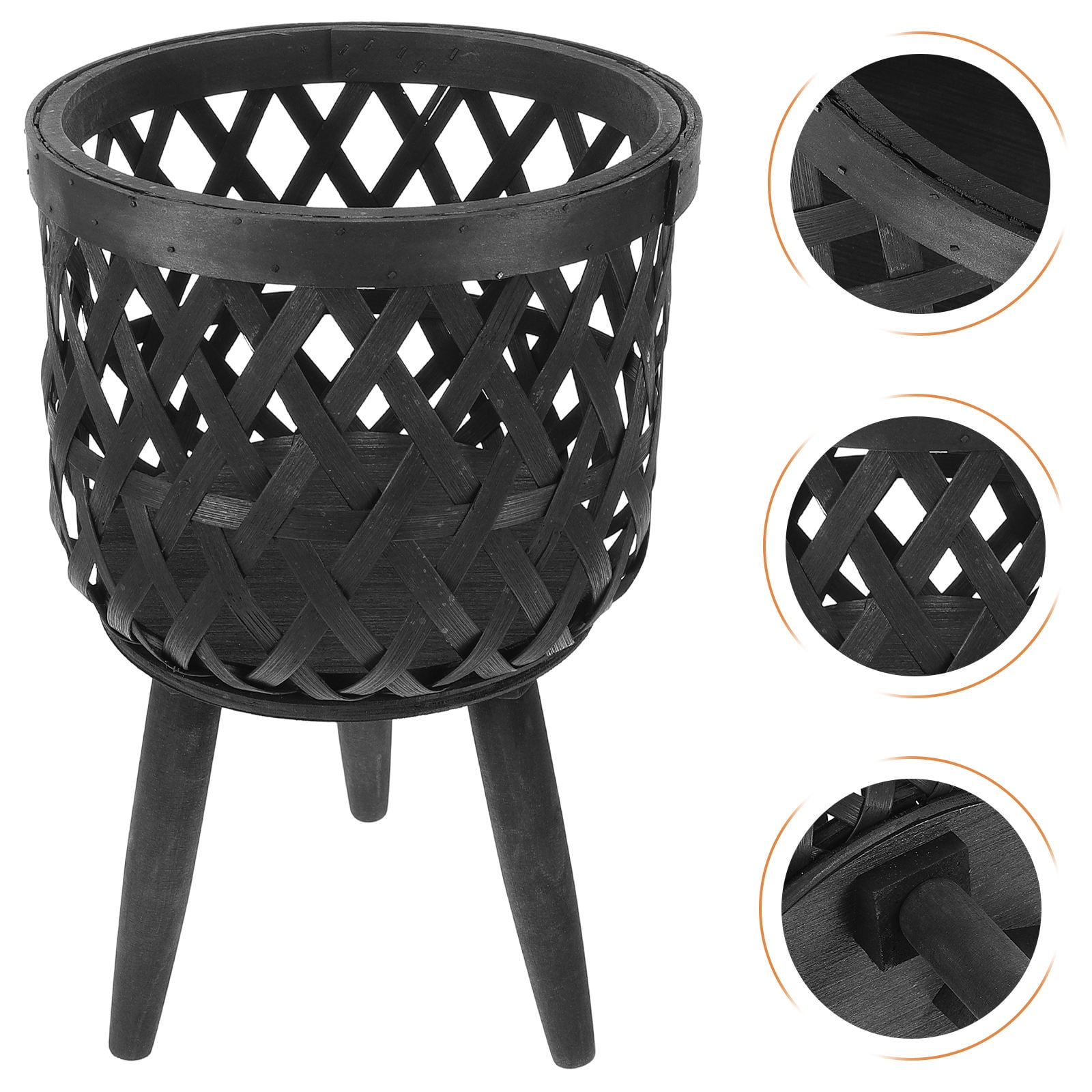 OUNONA Rattan Plant Stand, Woven Plant Stand Wooden Wicker Planter With ...