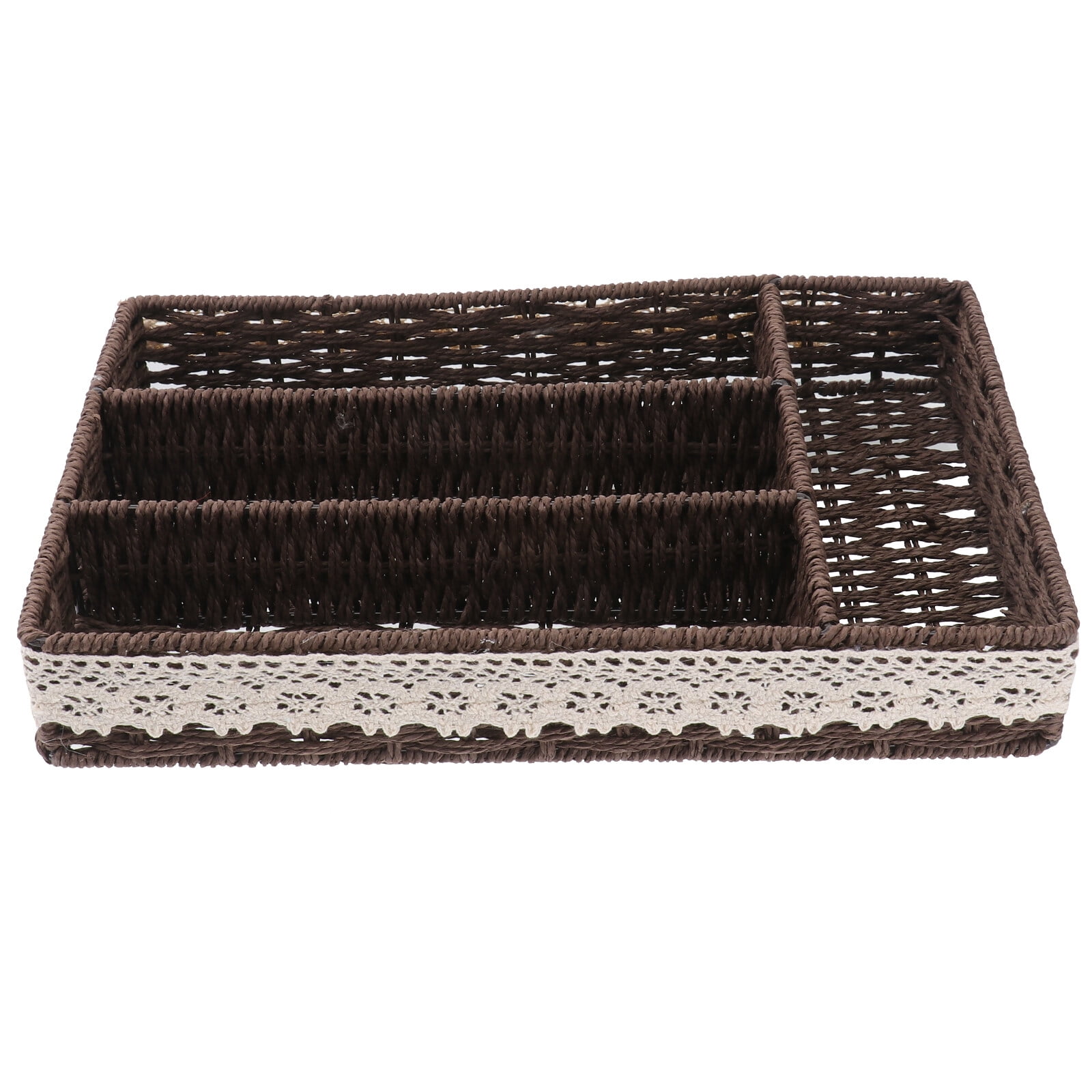 OUNONA Rattan Storage Baskets Compartment Box Living Room Coffee Color ...