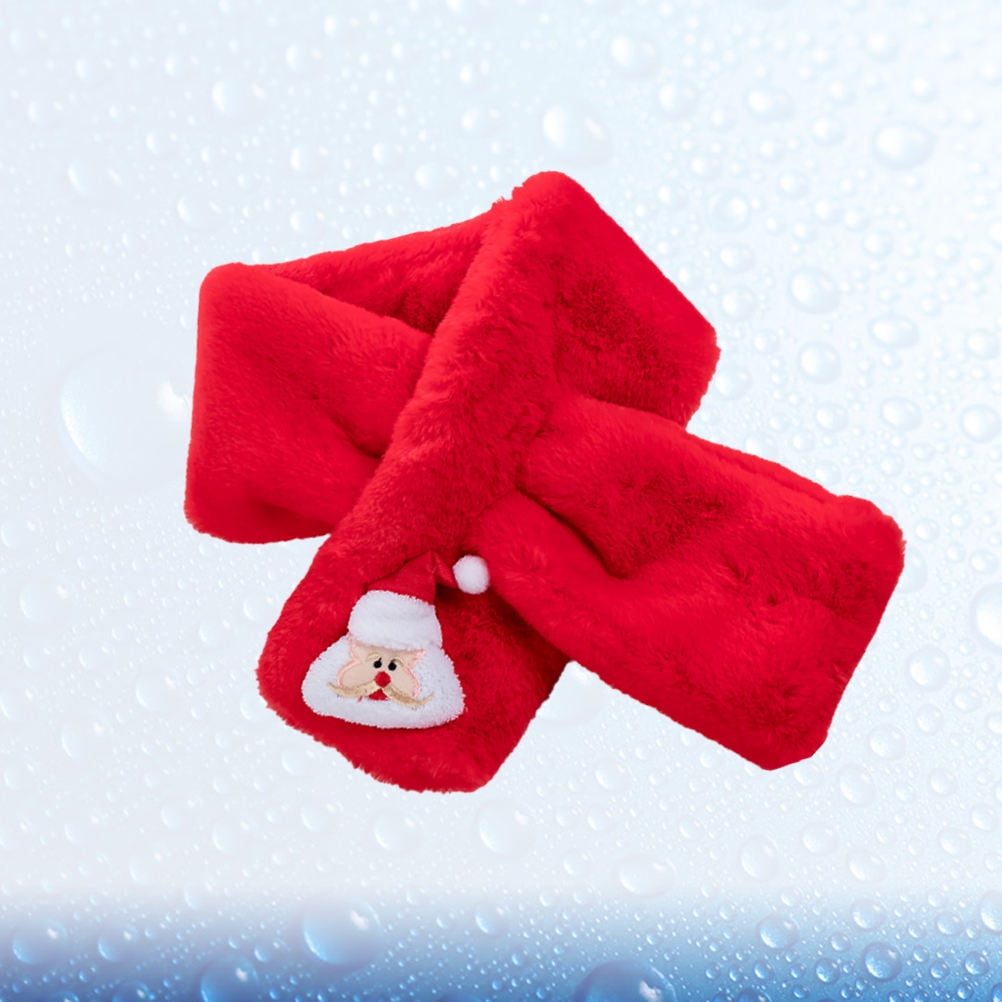 OUNONA Red Christmas Scarf with Santa Claus Pattern Warm Cross Scarf ...