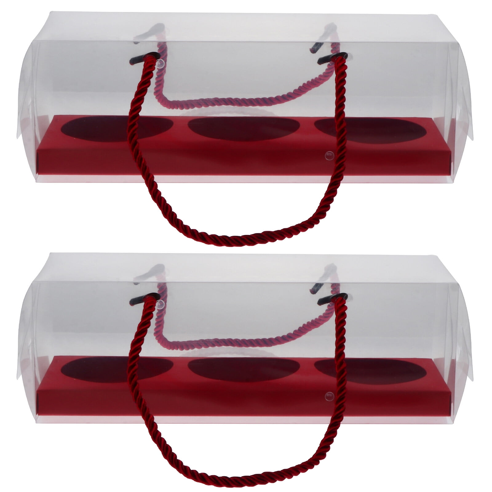 OUNONA Red Portable Cake Boxes with Handle Made of Paper Plastic Ideal ...