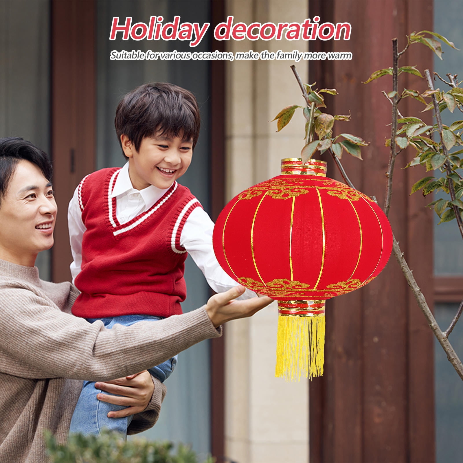 OUNONA Red Vietnamese Cloth Lantern Chinese New Year Lanterns Red Cloth ...